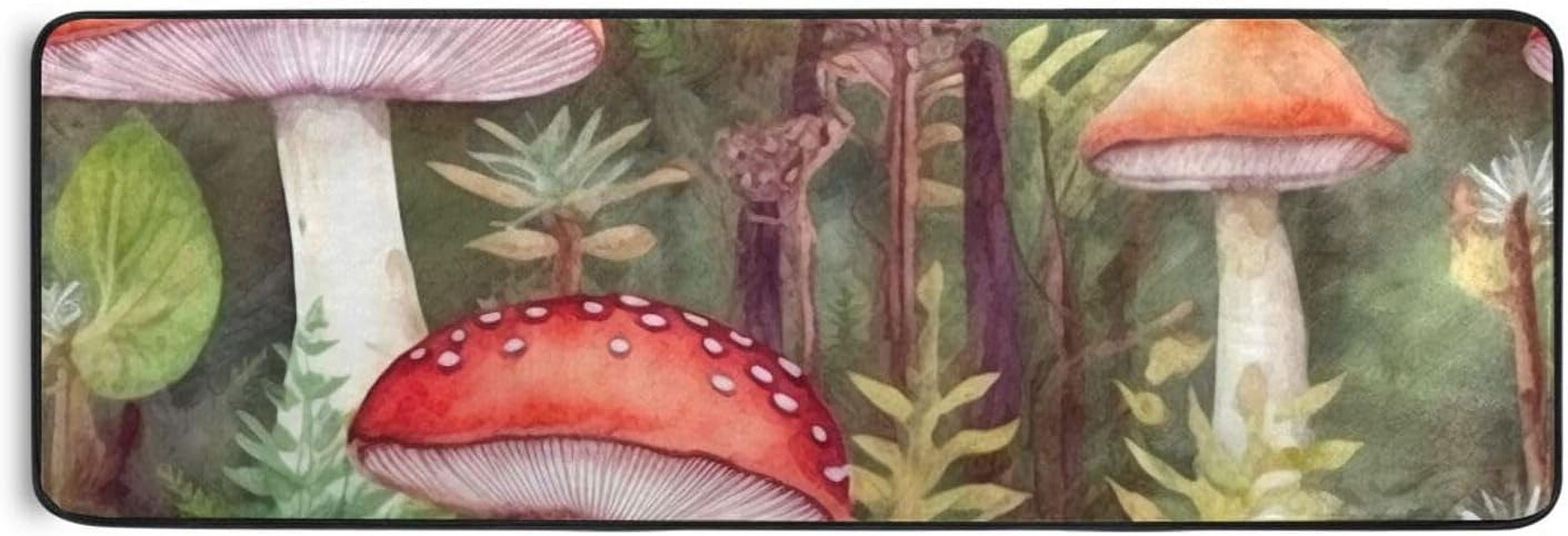 GZHJMY Watercolor Mushroom Area Rug - 2' x 6' Washable Runner Rugs with ...