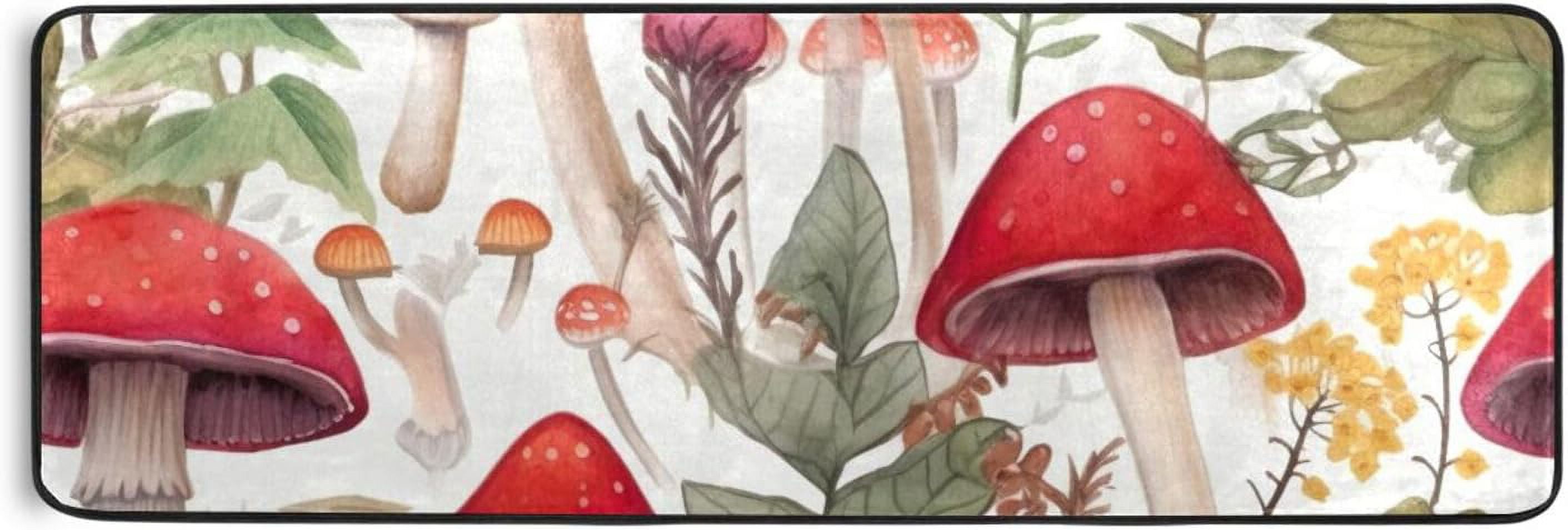 GZHJMY Watercolor Mushrooms Area Rug - 2' x 6' Washable Runner Rugs ...
