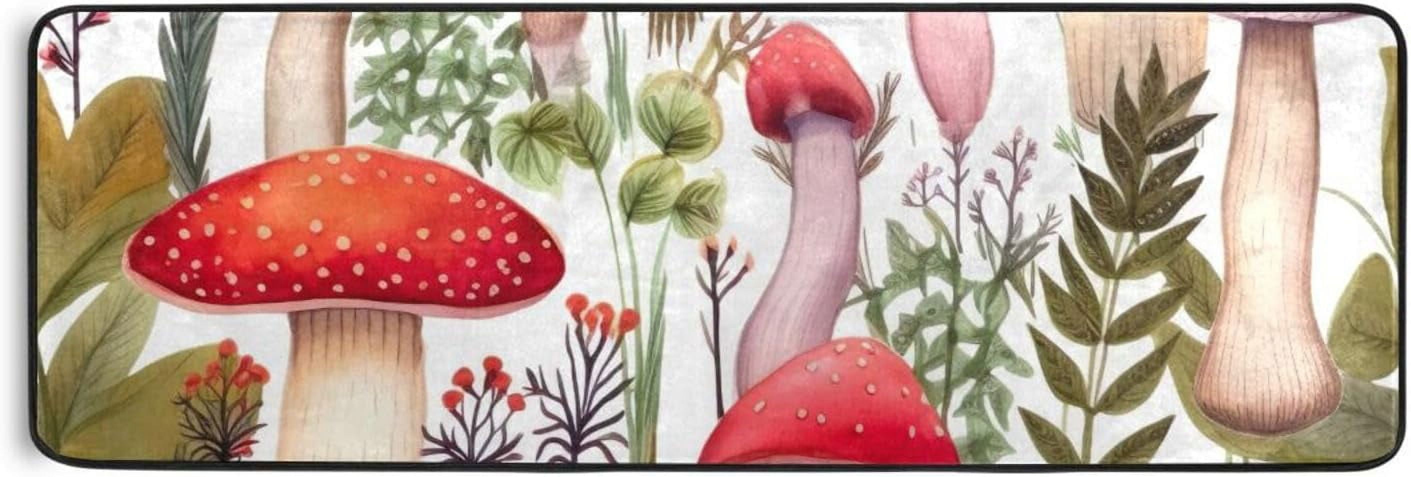 GZHJMY Watercolor Mushrooms Area Rug - 2' x 6' Washable Runner Rugs ...
