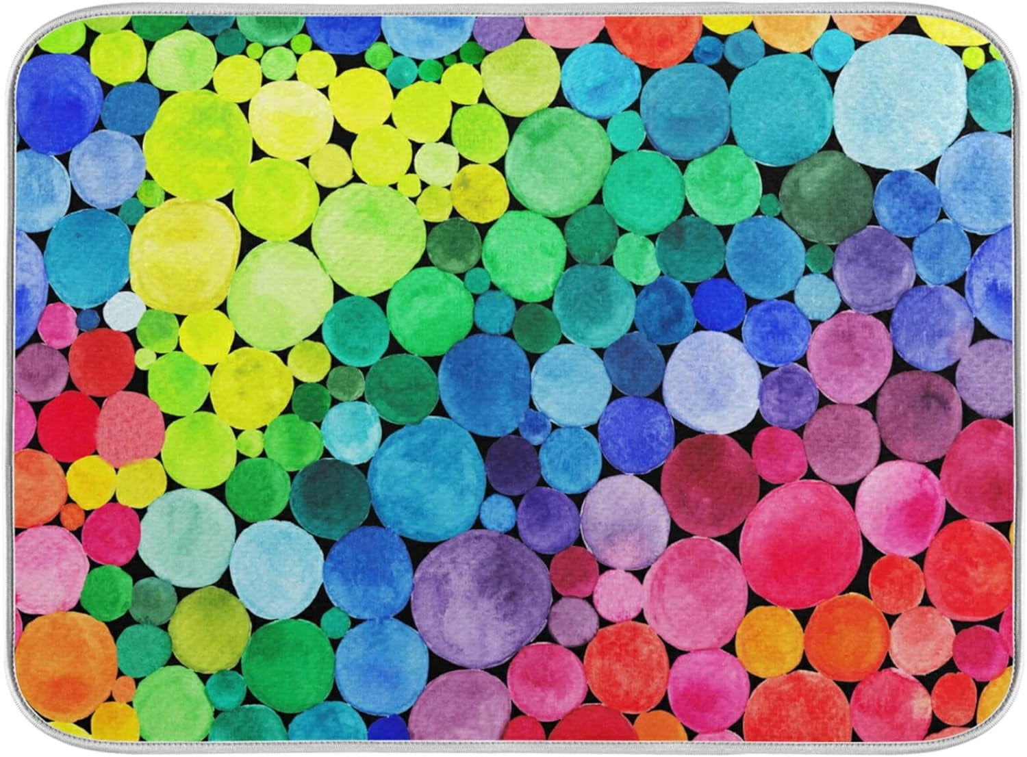 GZHJMY Watercolor Rainbow Circle Absorbent Dish Drying Mat Microfiber ...
