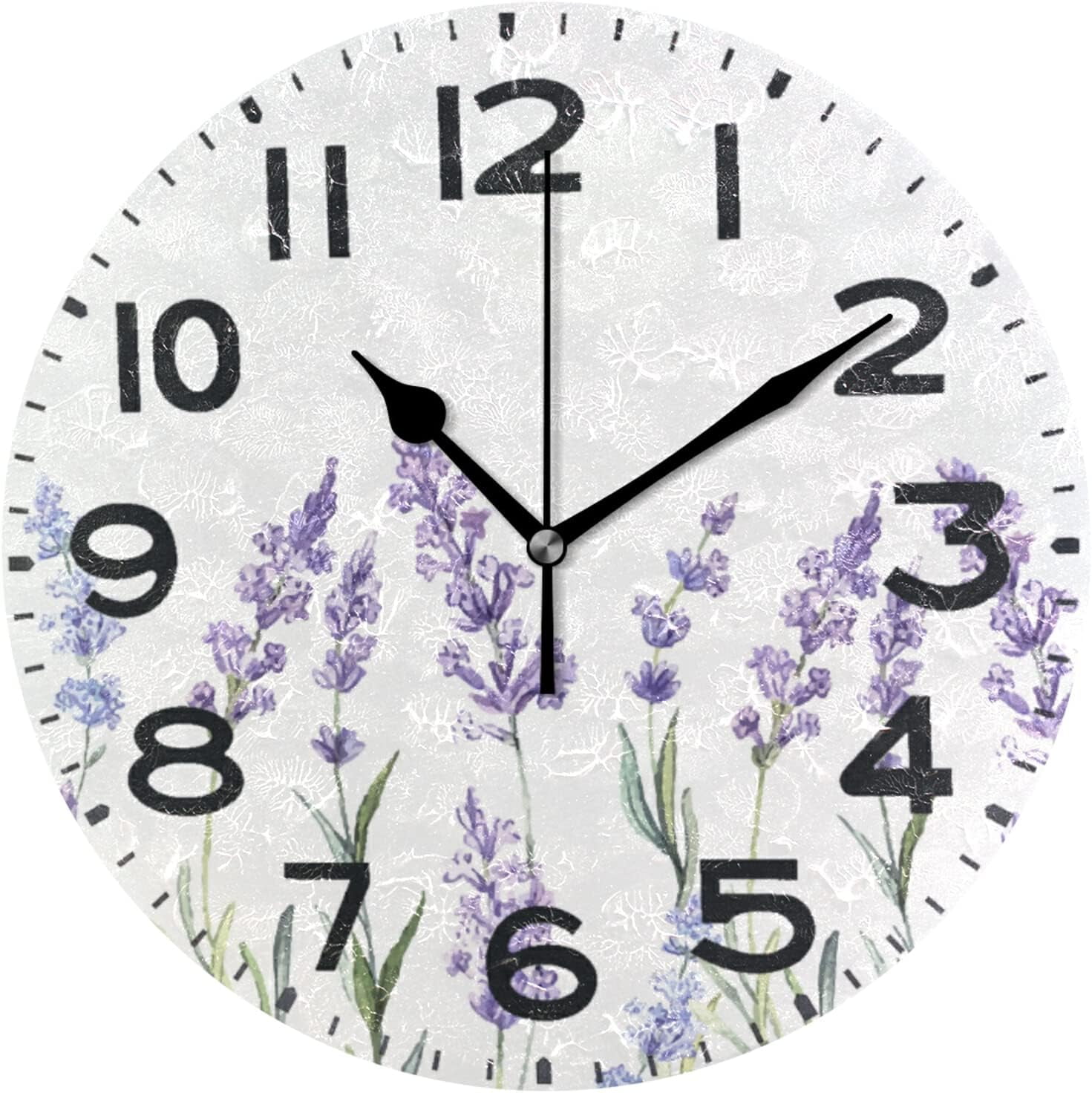 GZHJMY Watercolor Retro Lavender Round Wall Clock, 9.5 Inch Battery ...