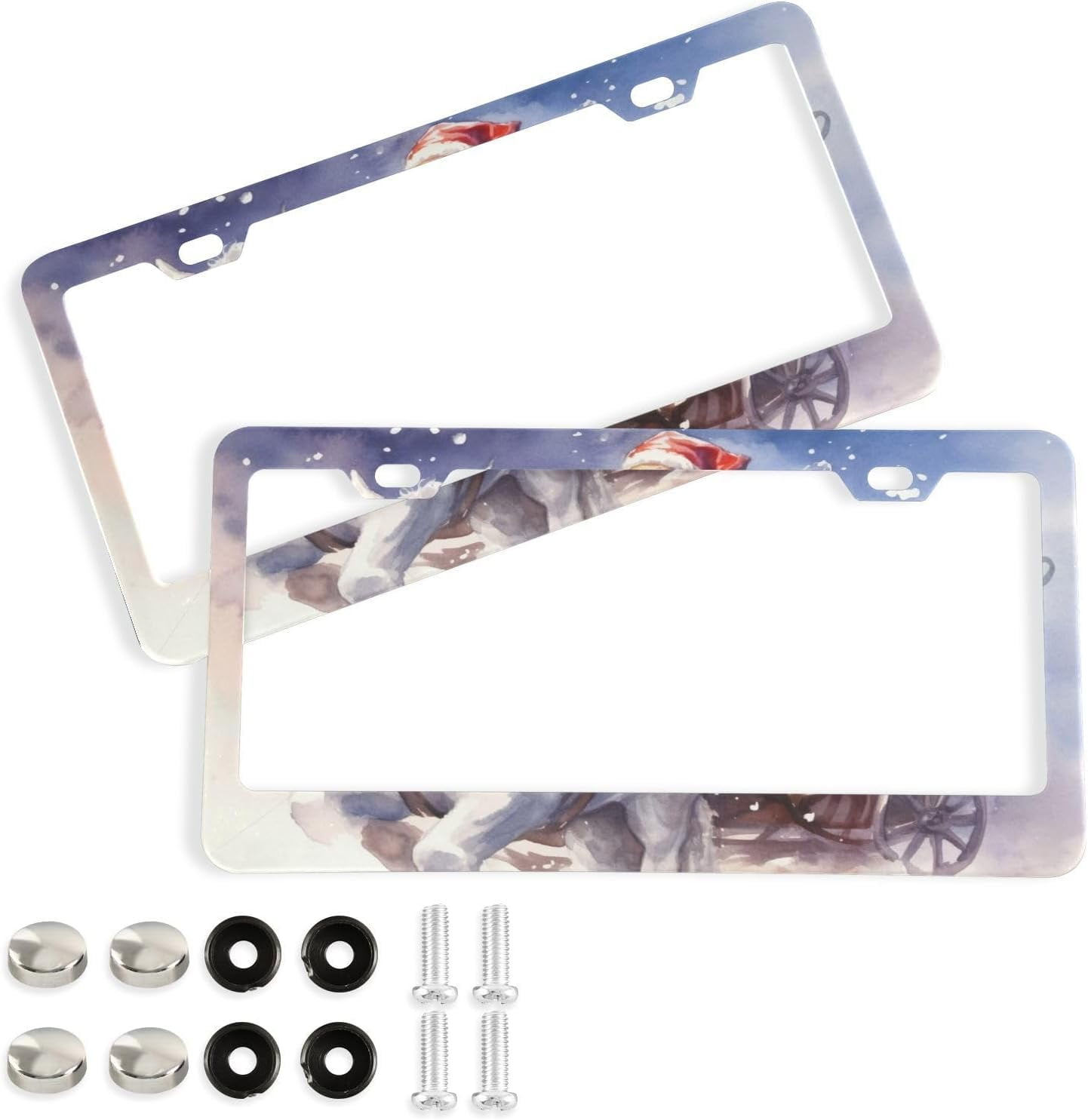 GZHJMY Watercolor Santa Claus License Plate Frames Set of 2, Universal ...