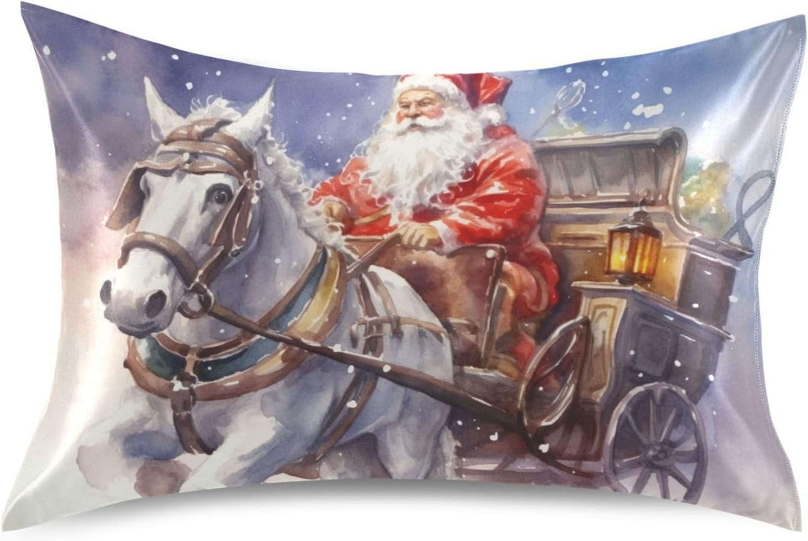 GZHJMY Watercolor Santa Claus Satin Pillowcase for Hair and Skin, Soft ...