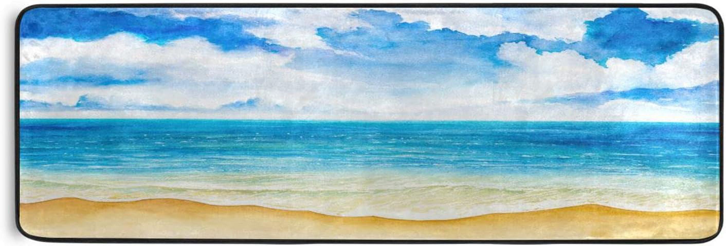 GZHJMY Watercolor Sea Beach Area Rug - 2' x 6' Washable Runner Rugs ...