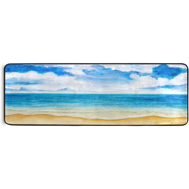 GZHJMY Watercolor Sea Beach Area Rug - 2' x 6' Washable Runner Rugs ...