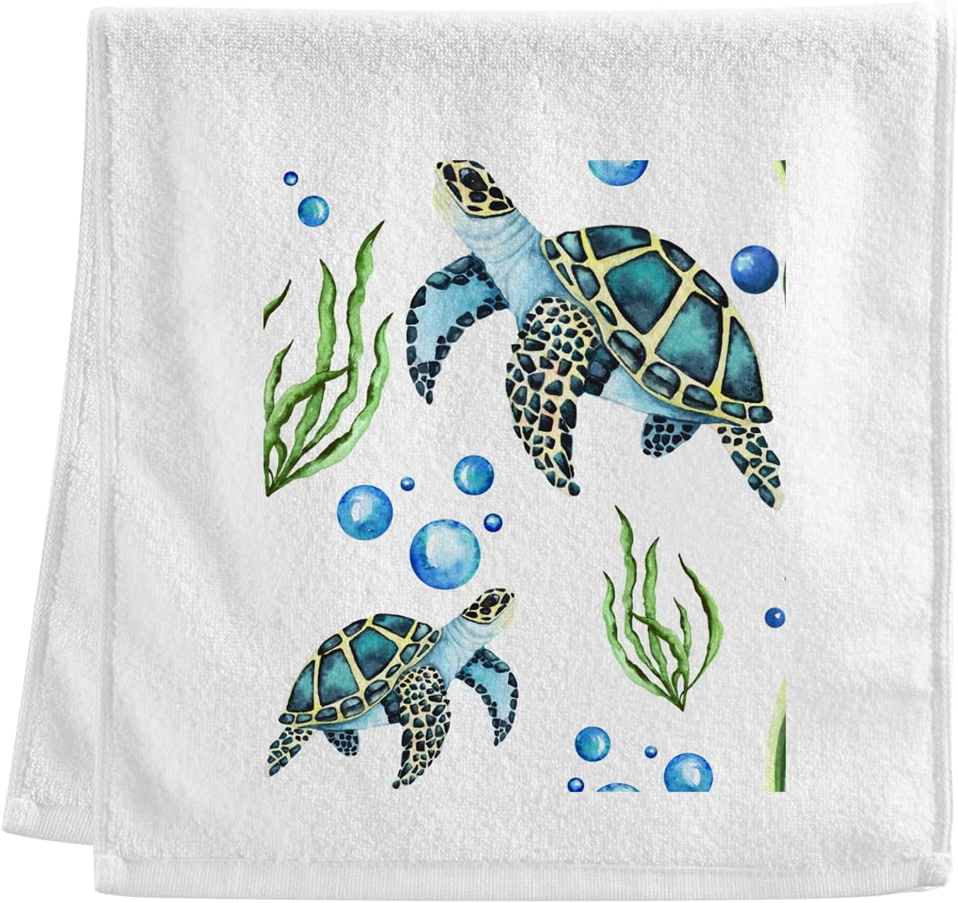 GZHJMY Watercolor Sea Turtle Seaweed & Bubble Towels 100% Cotton Hand ...