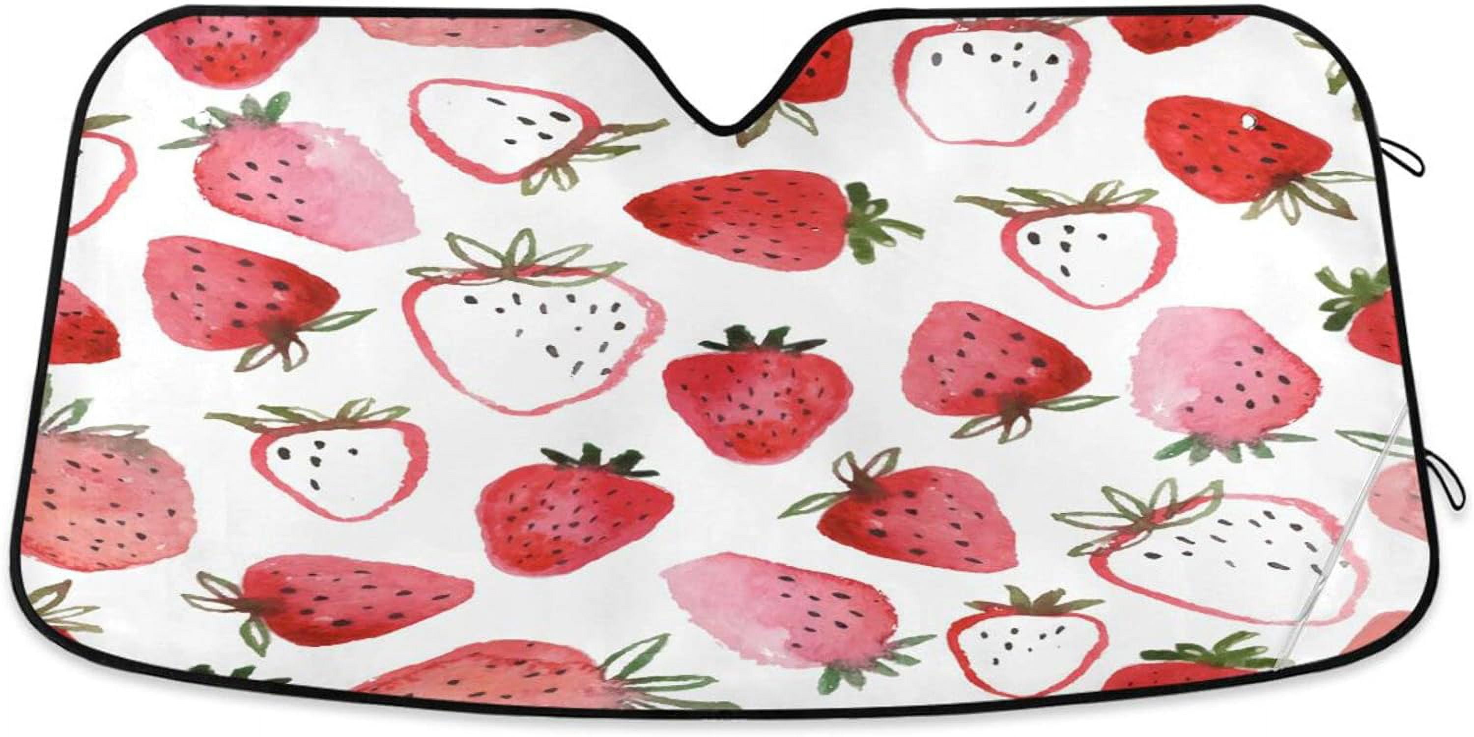 GZHJMY Watercolor Strawberries Car Windshield Sunshade Front Auto Sun ...