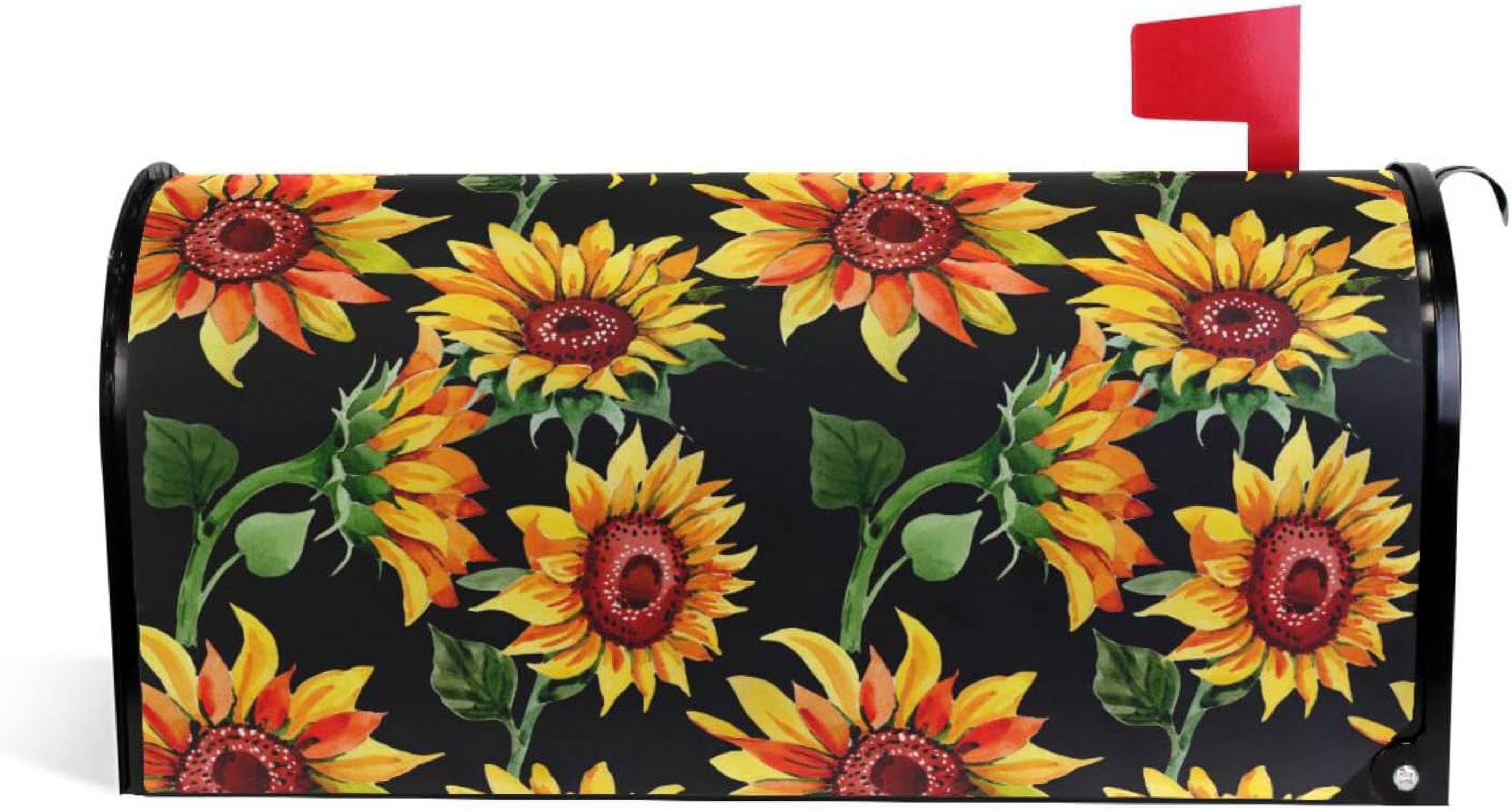 GZHJMY Watercolor Sunflower Flower Magnetic Mailbox Cover Standard Size ...