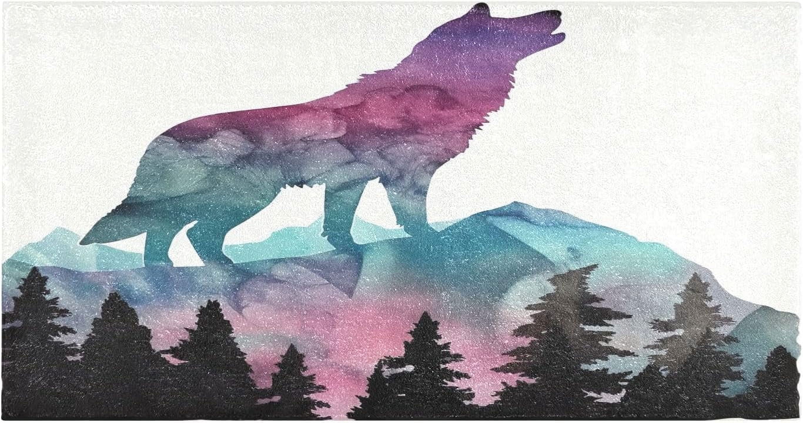 GZHJMY Watercolor Wolf Silhouette Bathroom Rugs Bath Mat 39 x 20 Inch ...