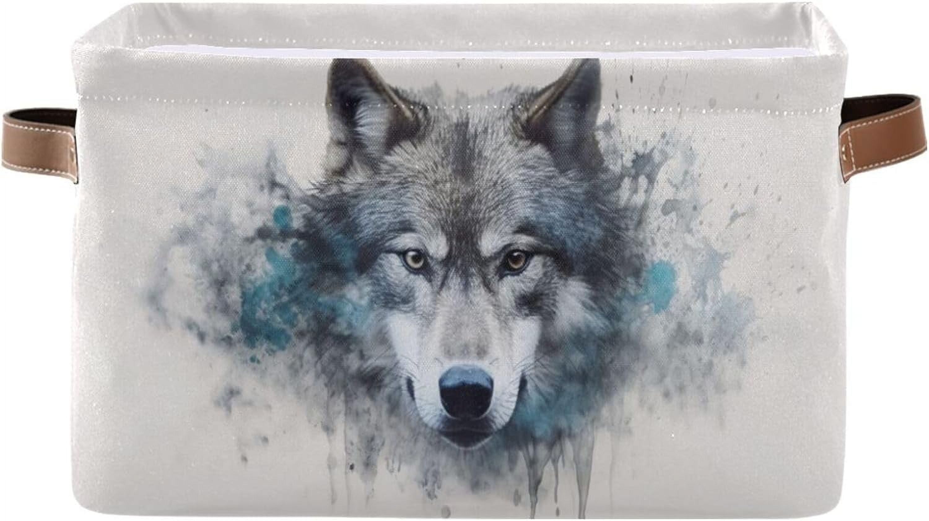 GZHJMY Watercolor Wolf Storage Bins Foldable Canvas Fabric Storage ...