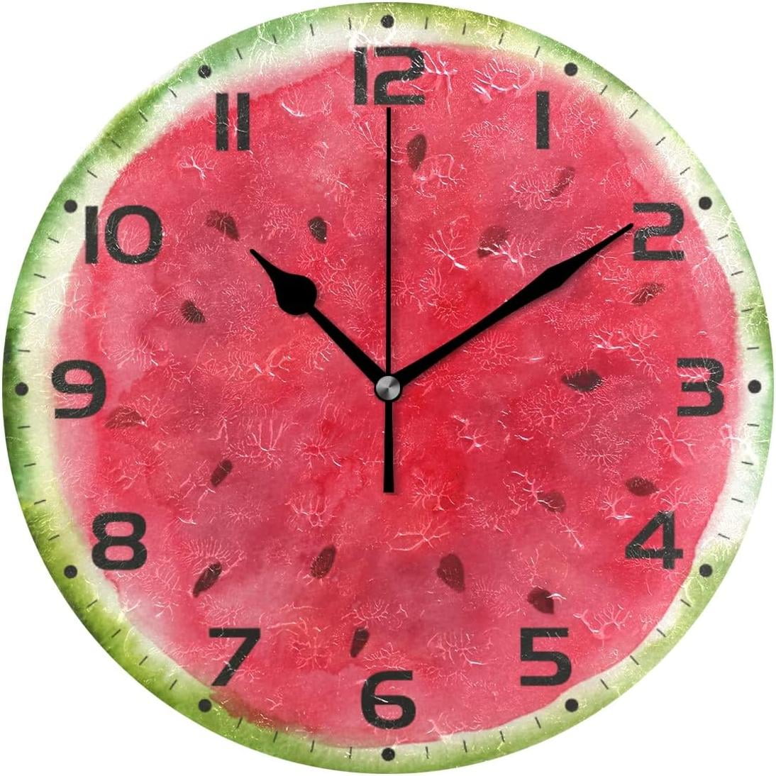 GZHJMY Watermelon Slices Wall Clock, 10" Silent Non Ticking Round Clock ...