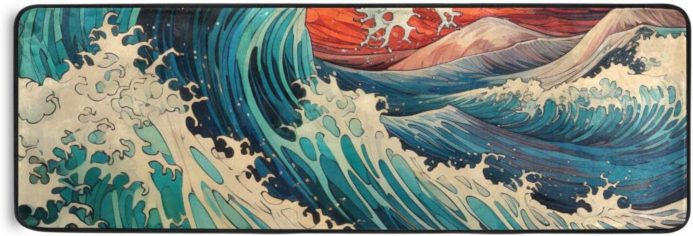 GZHJMY Wave View Area Rug - 2' x 6' Washable Runner Rugs with Rubber ...