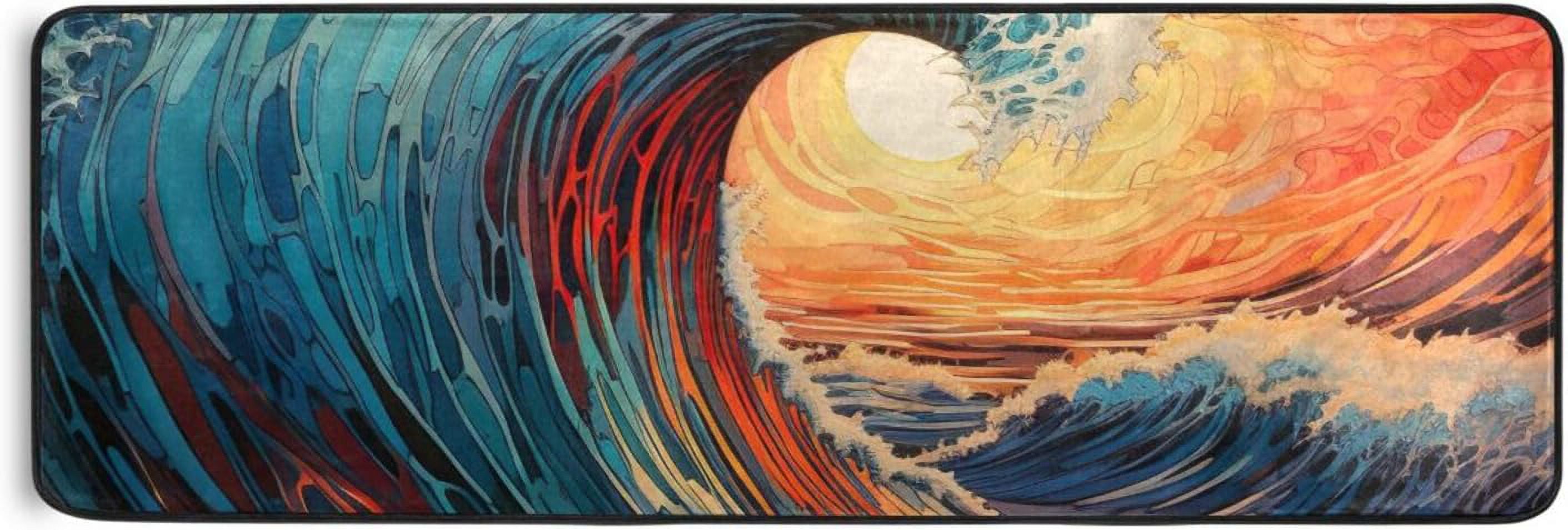 GZHJMY Wave View Area Rug - 2' x 6' Washable Runner Rugs with Rubber ...