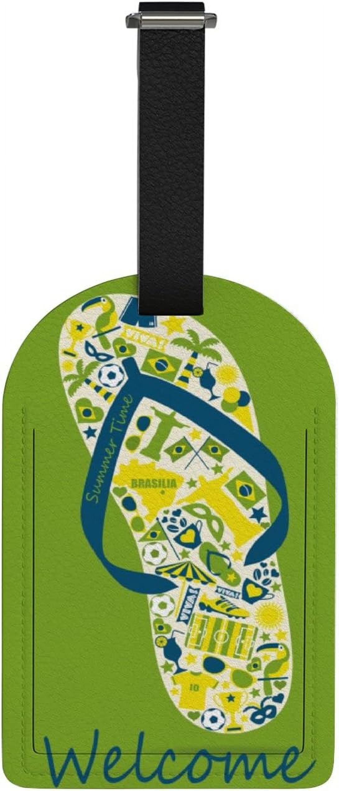 GZHJMY Welcome Summer Slipper Luggage Tags 1 Piece, PU Leather Travel ...