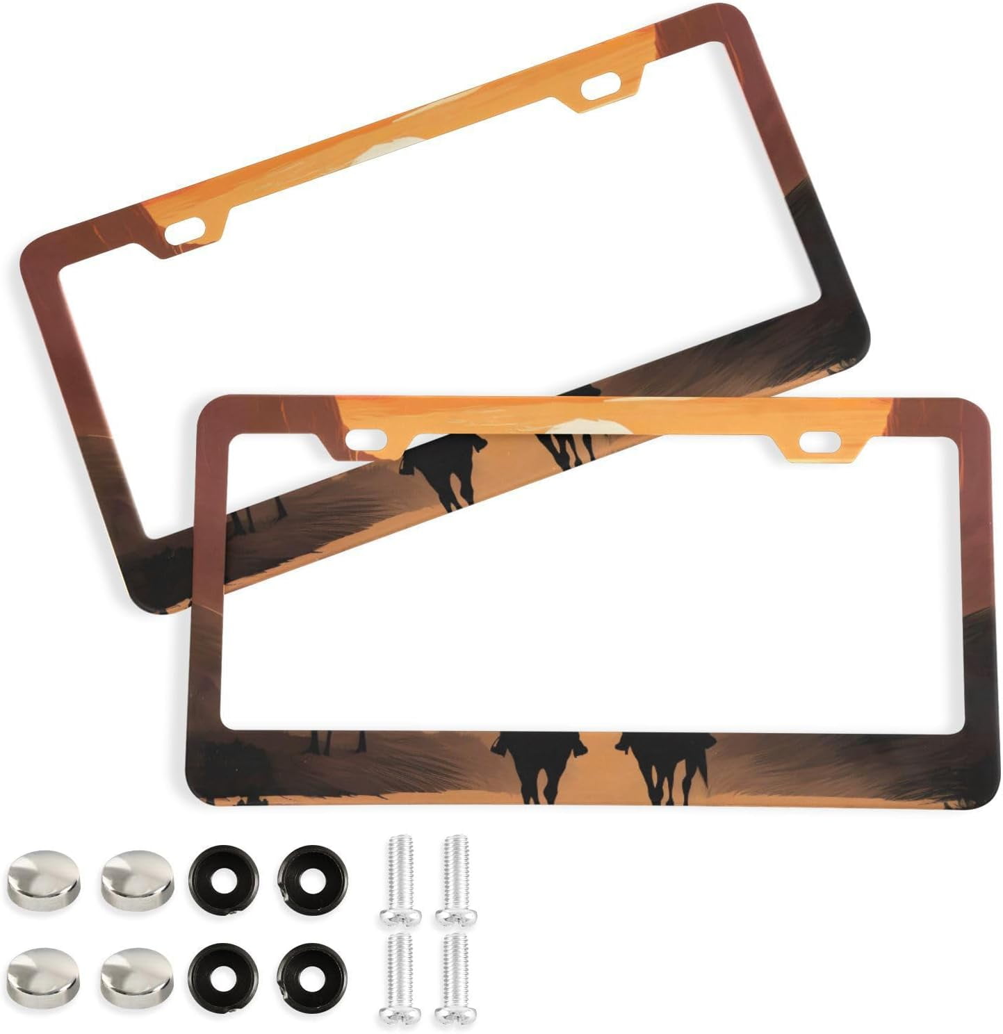 GZHJMY Western Cowboy License Plate Frames 2pcs, Waterproof Aluminum ...