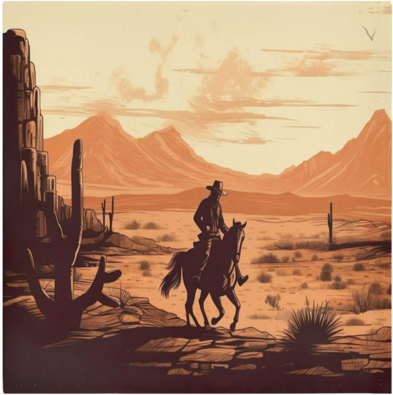 GZHJMY Western Desert Cowboy Cloth Napkins Set of 4,Reusable Washable ...