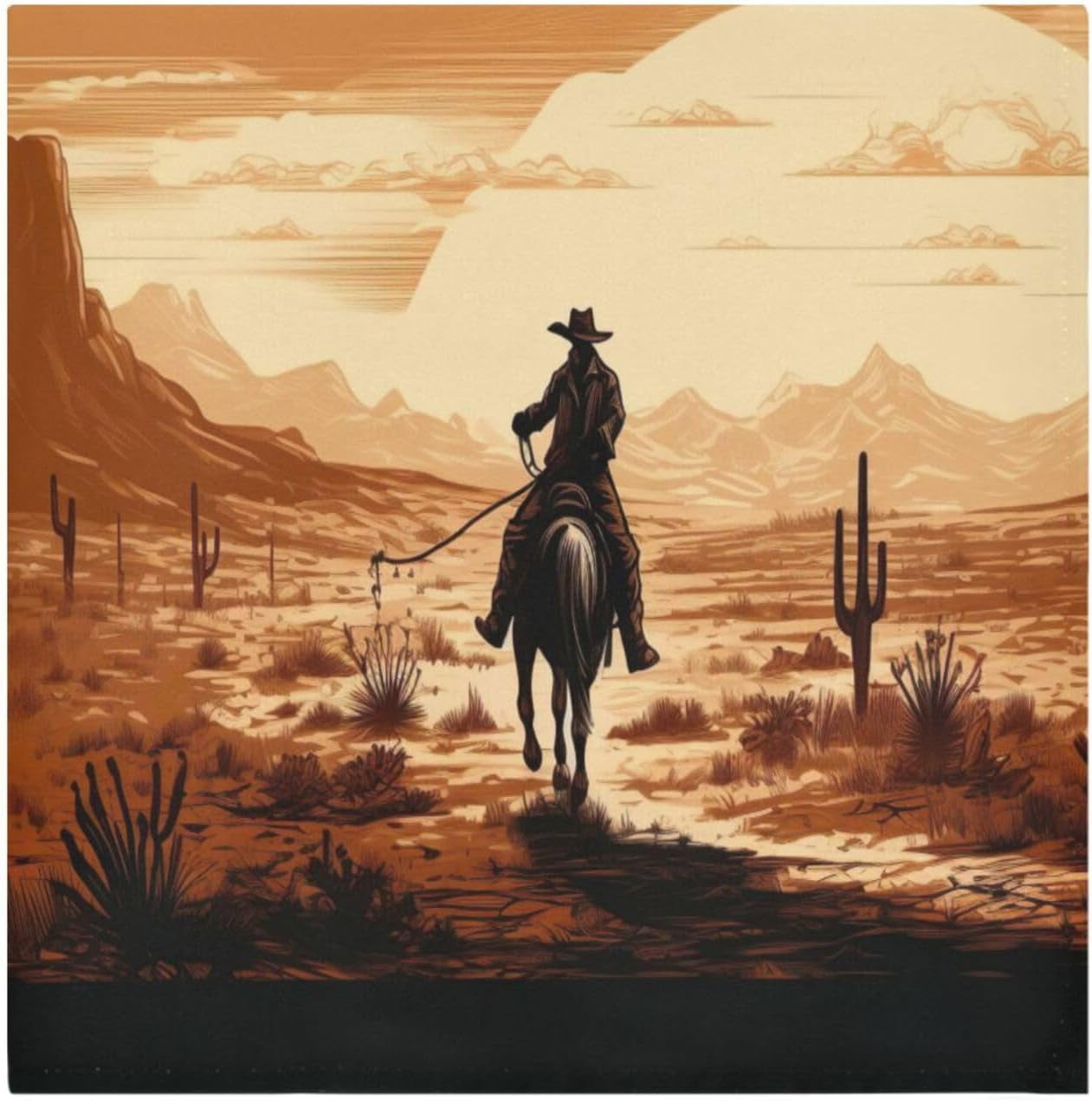 GZHJMY Western Desert Cowboy Cloth Napkins Set of 4,Reusable Washable ...