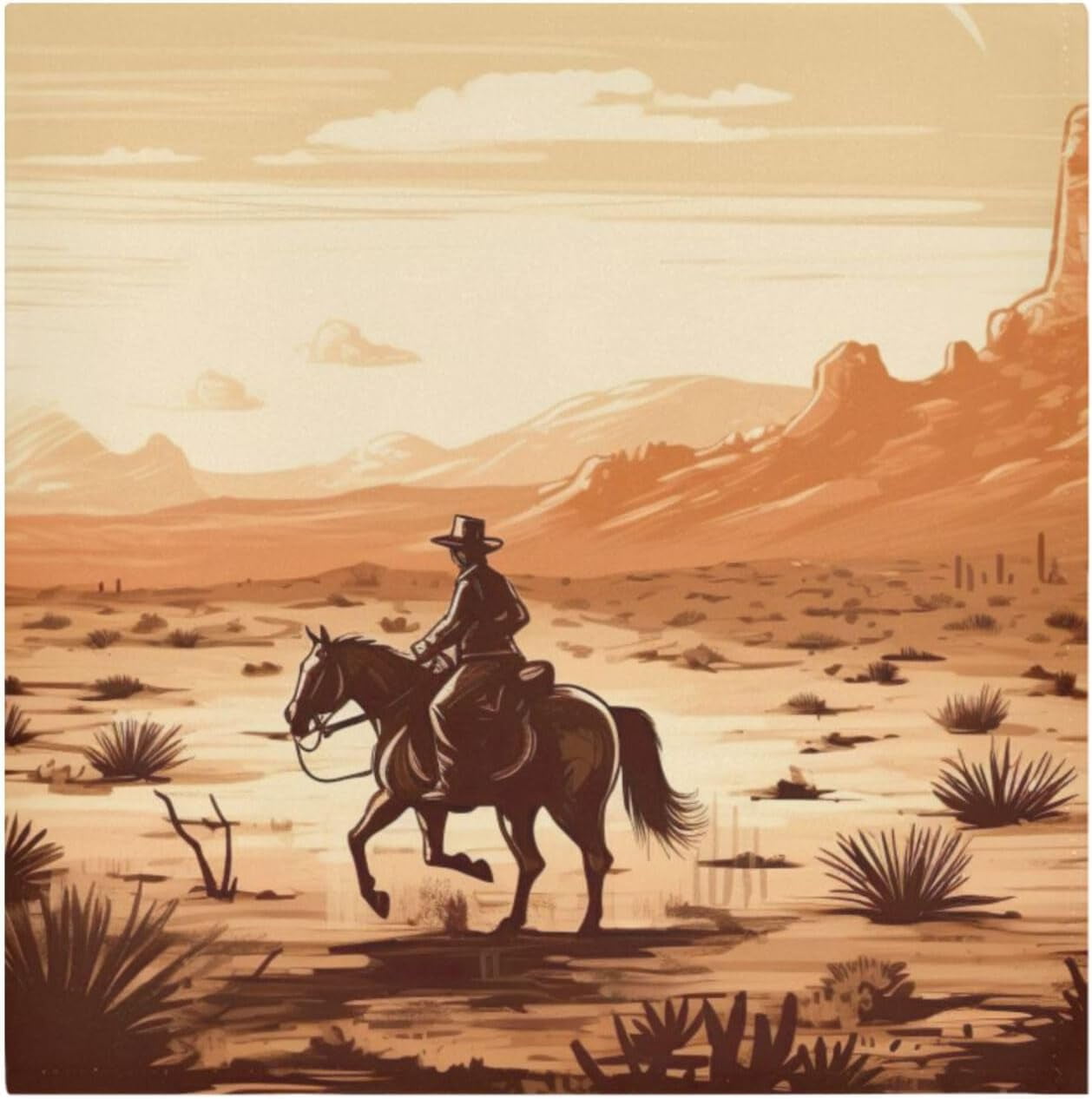 GZHJMY Western Desert Cowboy Cloth Napkins Set of 4,Reusable Washable ...