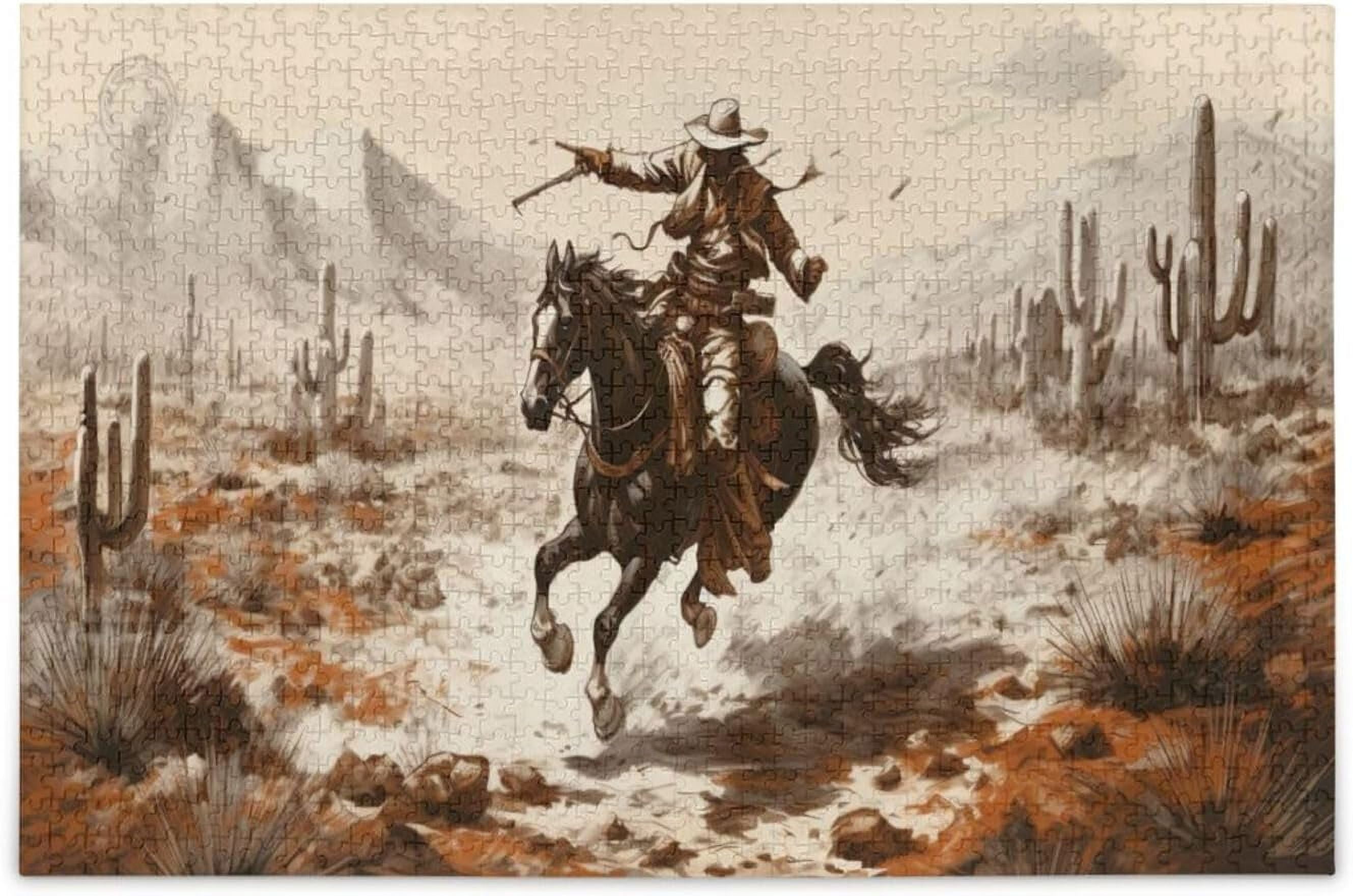 GZHJMY Western Desert Cowboy Jigsaw Puzzles for Adults 1000 Pieces ...