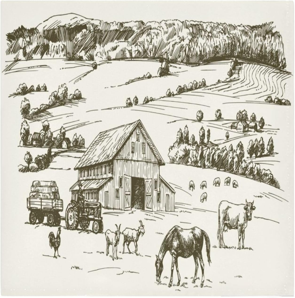 GZHJMY Western Farm Animals Napkins Table Decorations Napkin Set for ...