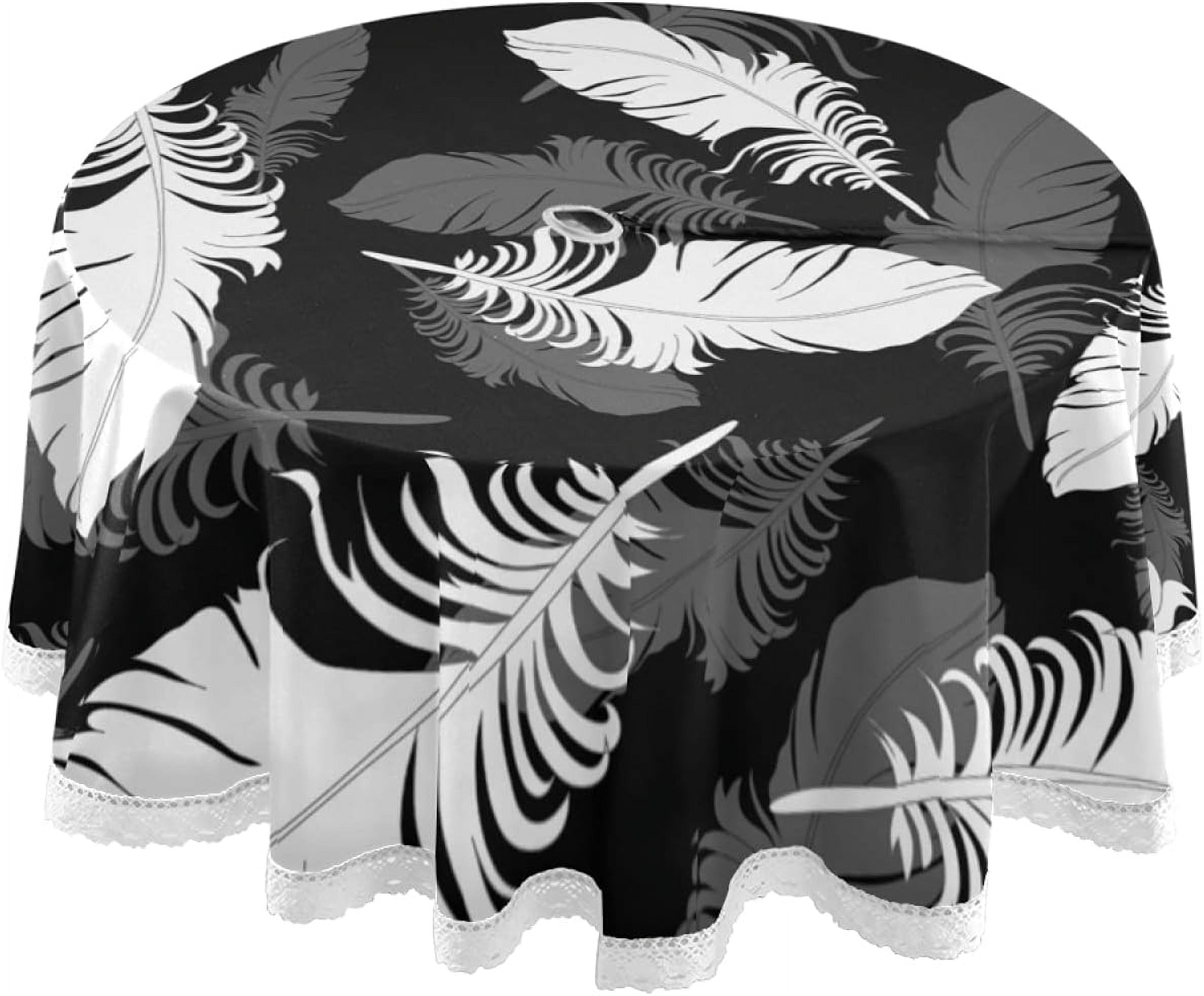 GZHJMY White Feather Art Round Wrinkle-Free Stain Resistant Waterproof ...