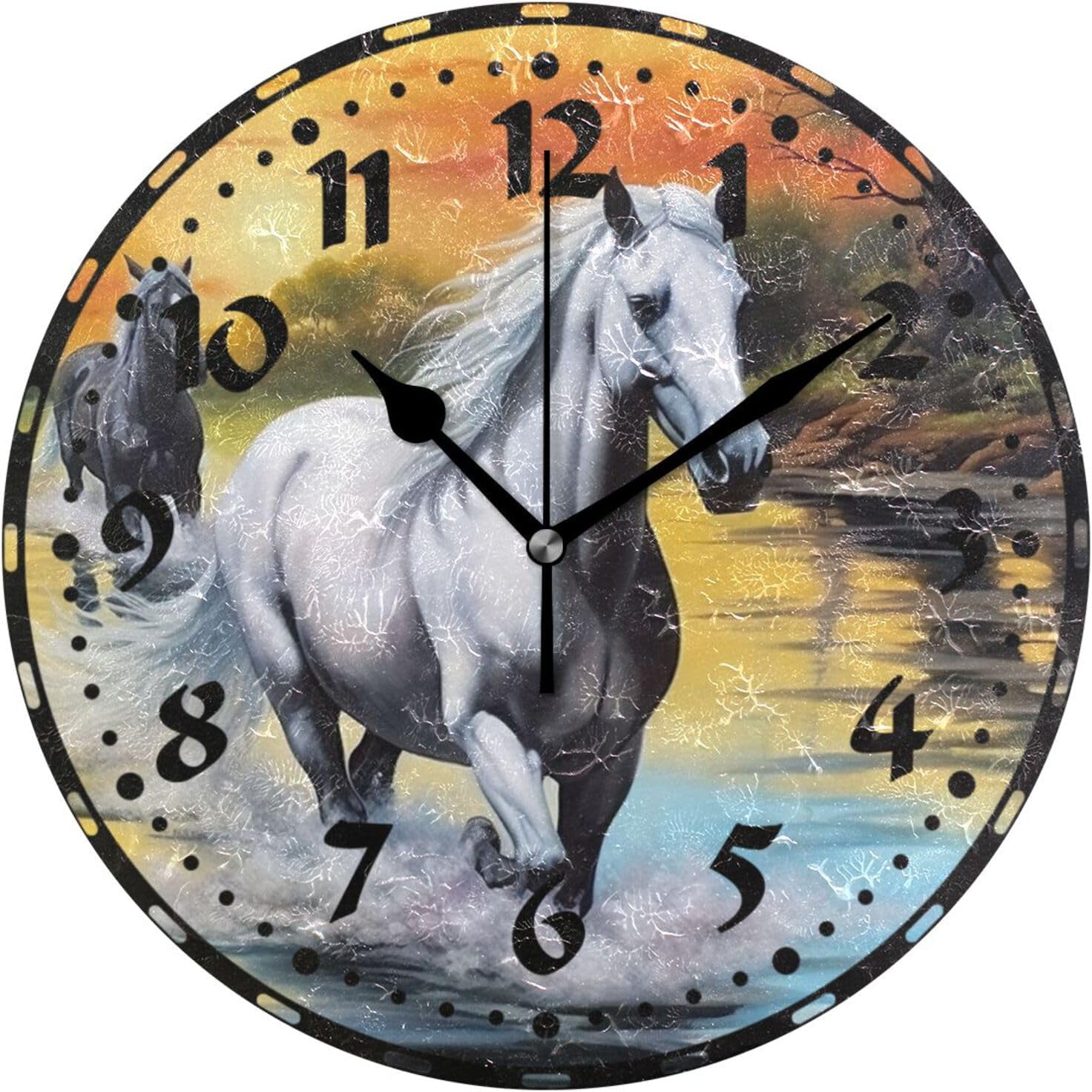GZHJMY White Horse Wall Clock, Silent Non Ticking 10 Inch Battery ...