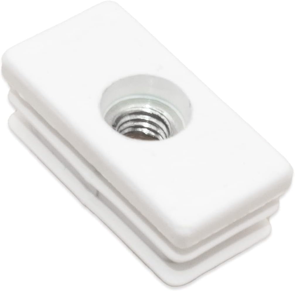 GZHJMY White M8 Threaded Plastic Plugs Rectangle Tube End Caps Tubing ...