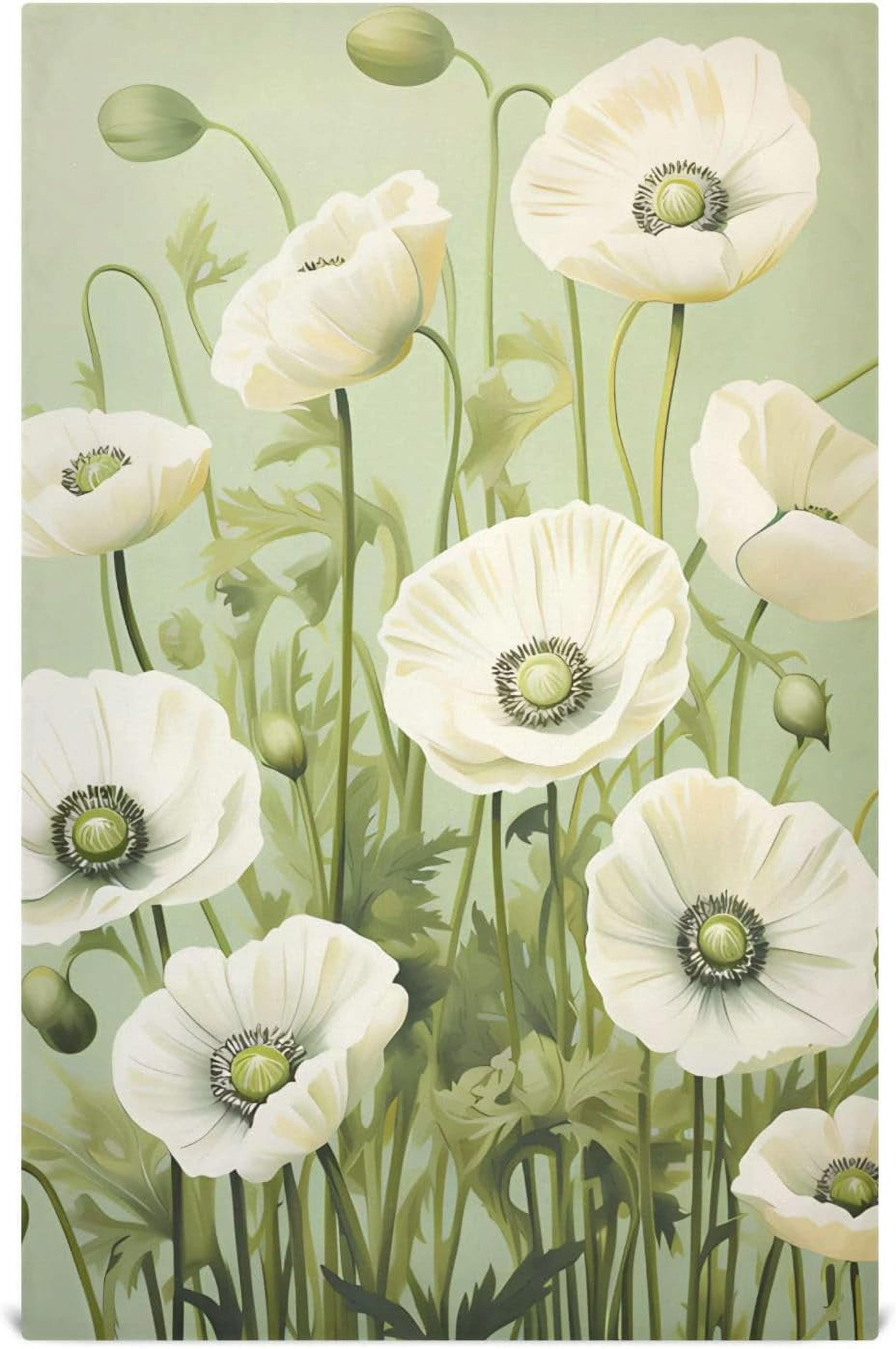 GZHJMY White Poppy Flower Kitchen Towel, Dish Towels Quick Drying Tea ...