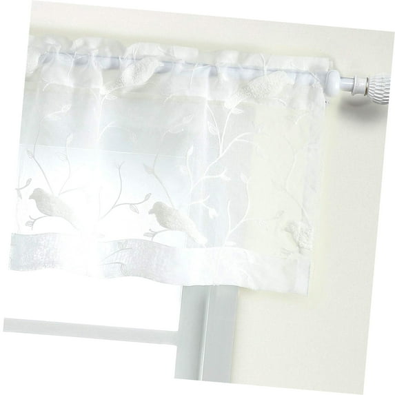 GZHJMY White Rod Pocket Sheer Valance, Window Kitchen Curtains Valances ...