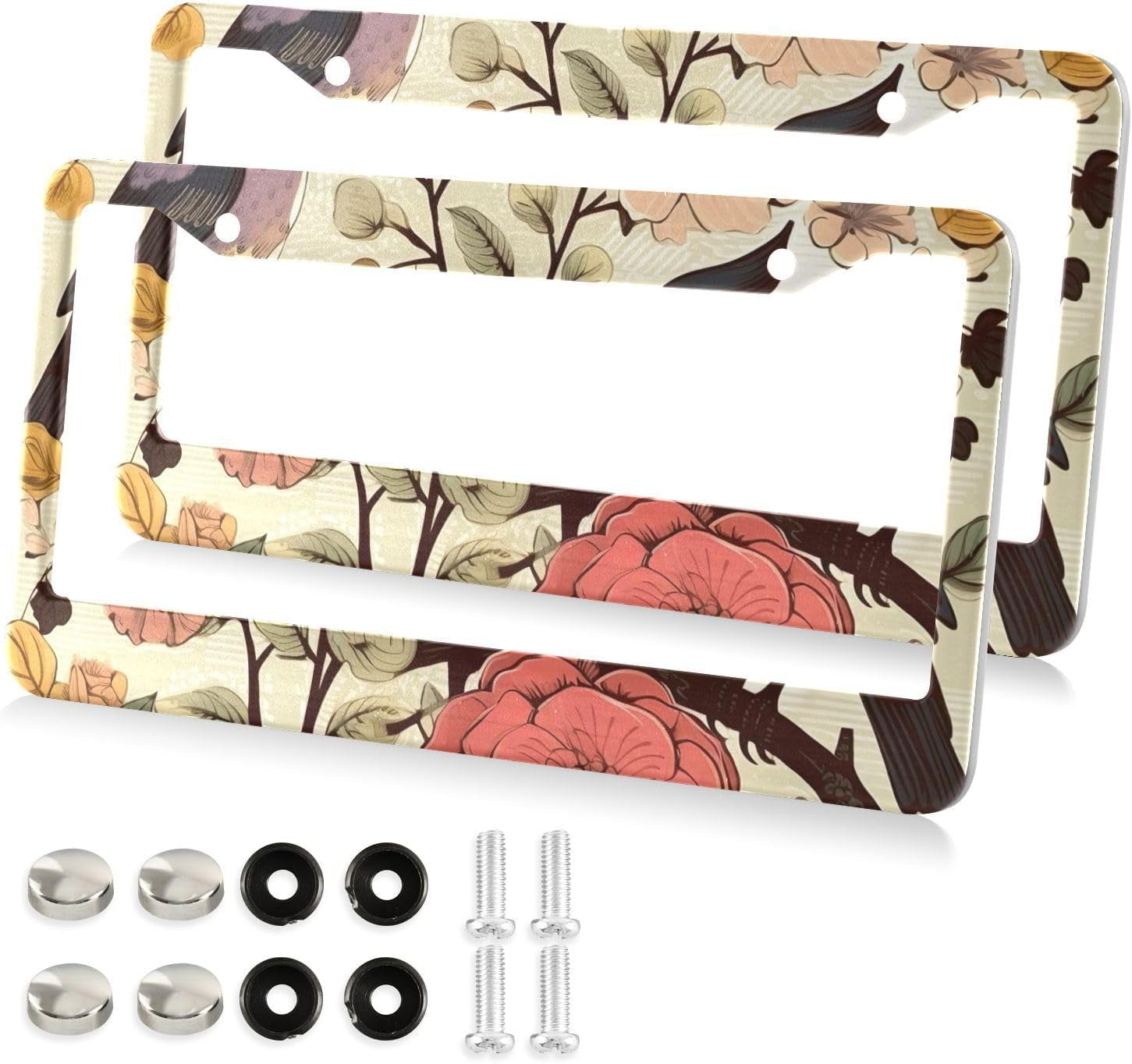 GZHJMY Wild Birds License Plate Frames 2 Pack Aluminum License Plate ...