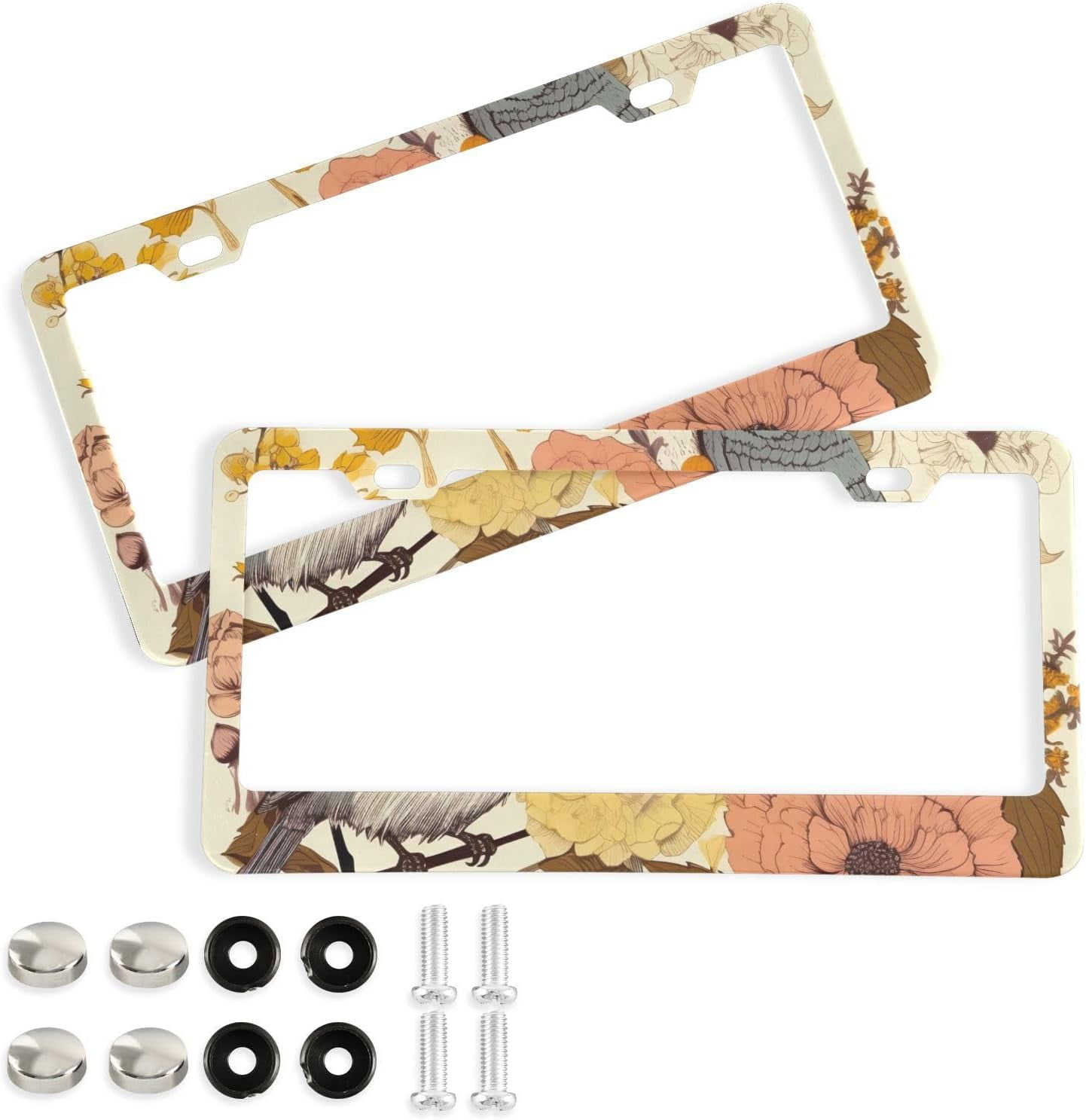 GZHJMY Wild Birds License Plate Frames 2 Pack Aluminum License Plate ...