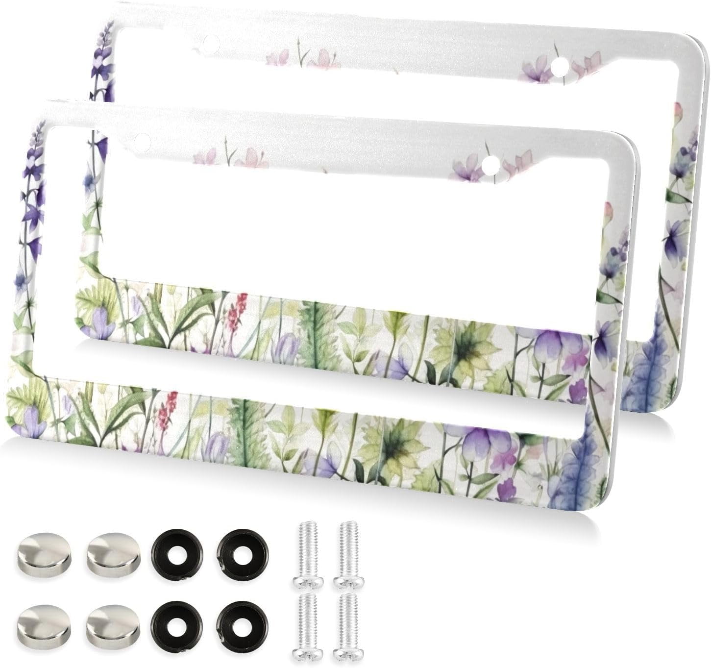 GZHJMY Wild Flowers License Plate Frames 2 Pack Aluminum License Plate ...