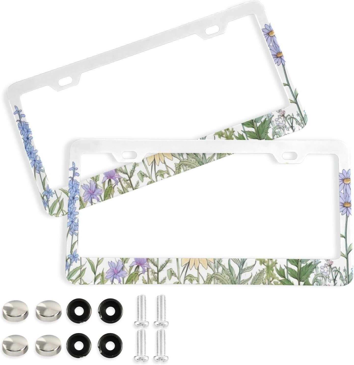 GZHJMY Wild Flowers License Plate Frames 2 Pack Aluminum License Plate ...