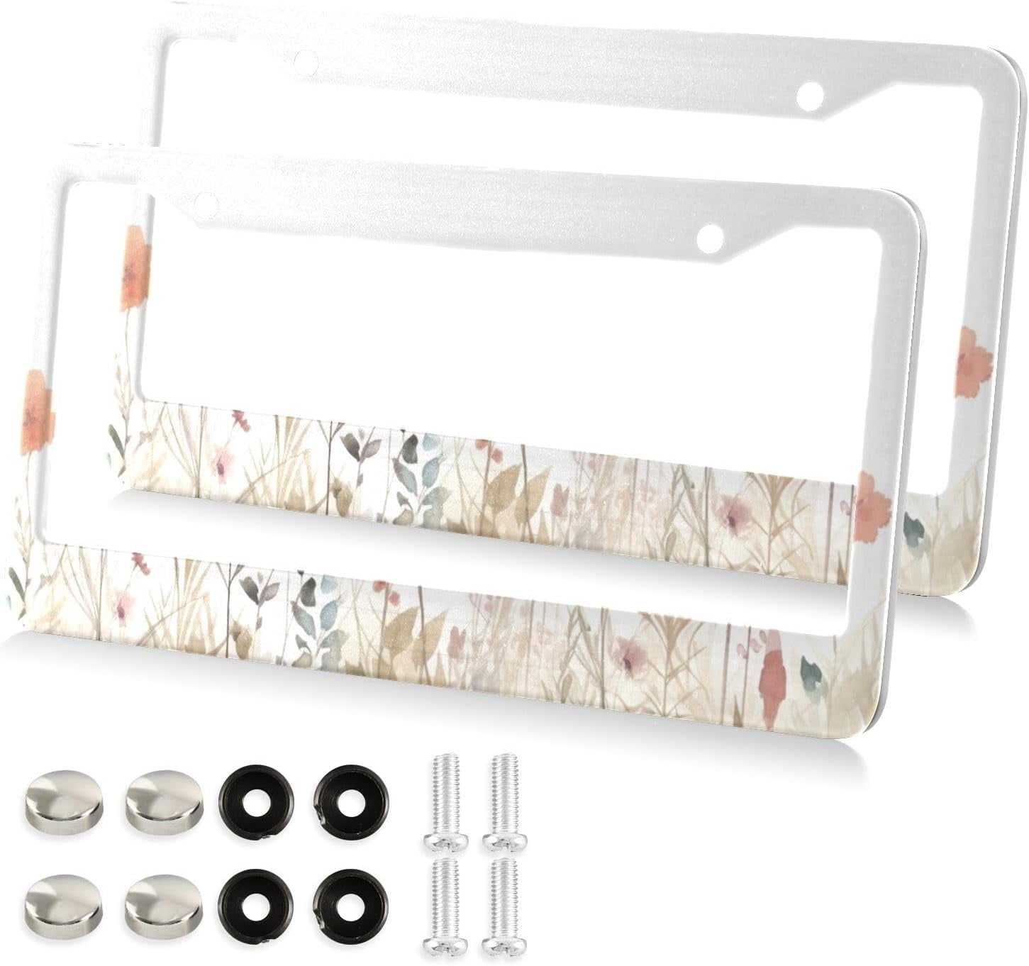 GZHJMY Wild Flowers License Plate Frames 2 Pack Aluminum License Plate ...