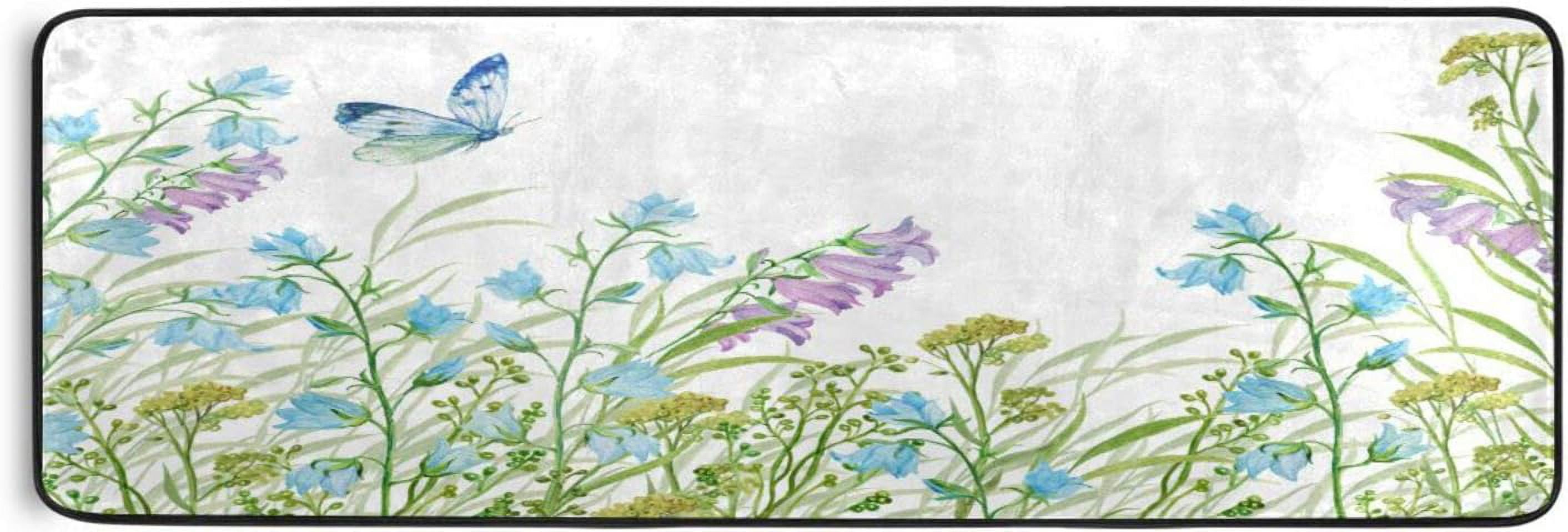 GZHJMY Wildflowers and Butterflies Area Rug - 2' x 6' Washable Runner ...