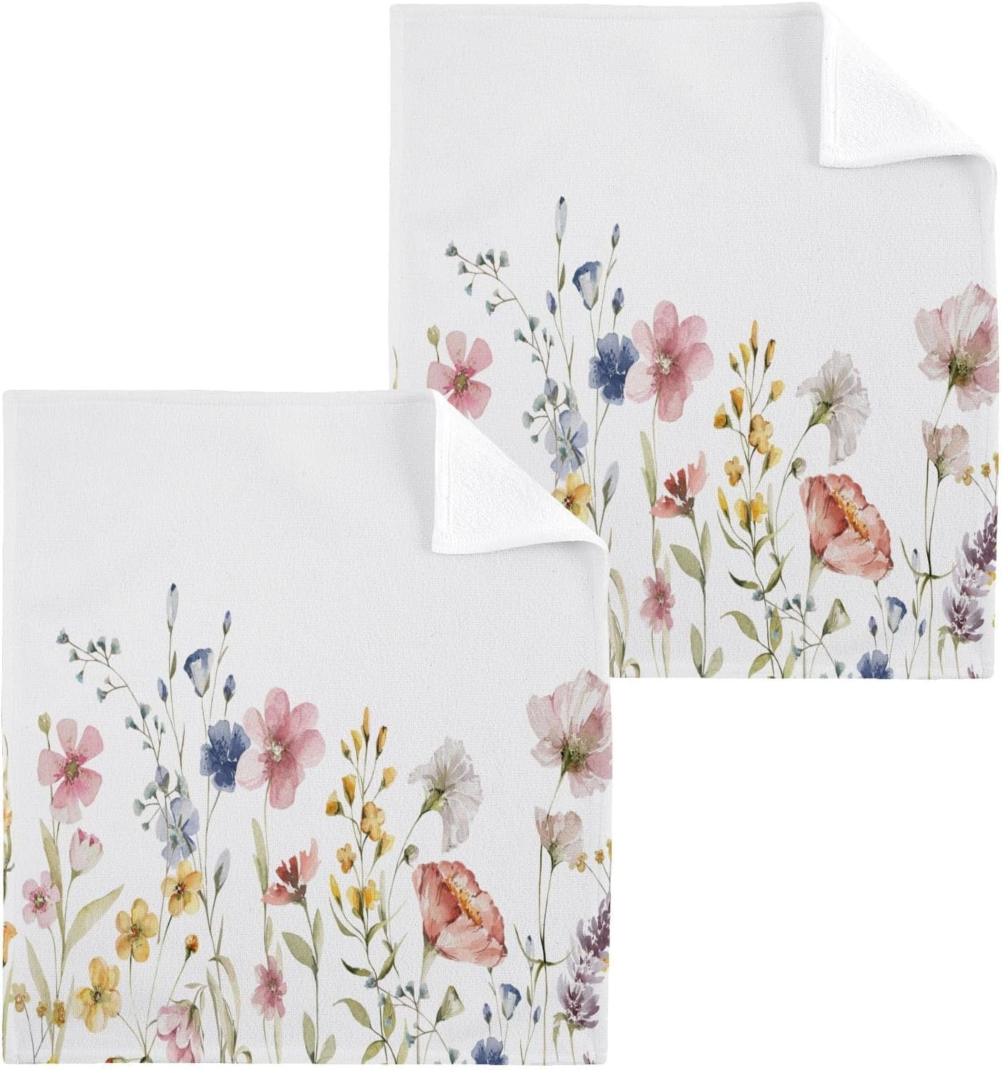 GZHJMY Wildflowers Wash Cloth Set of 4, 12 x 12 Inch Cotton Baby ...