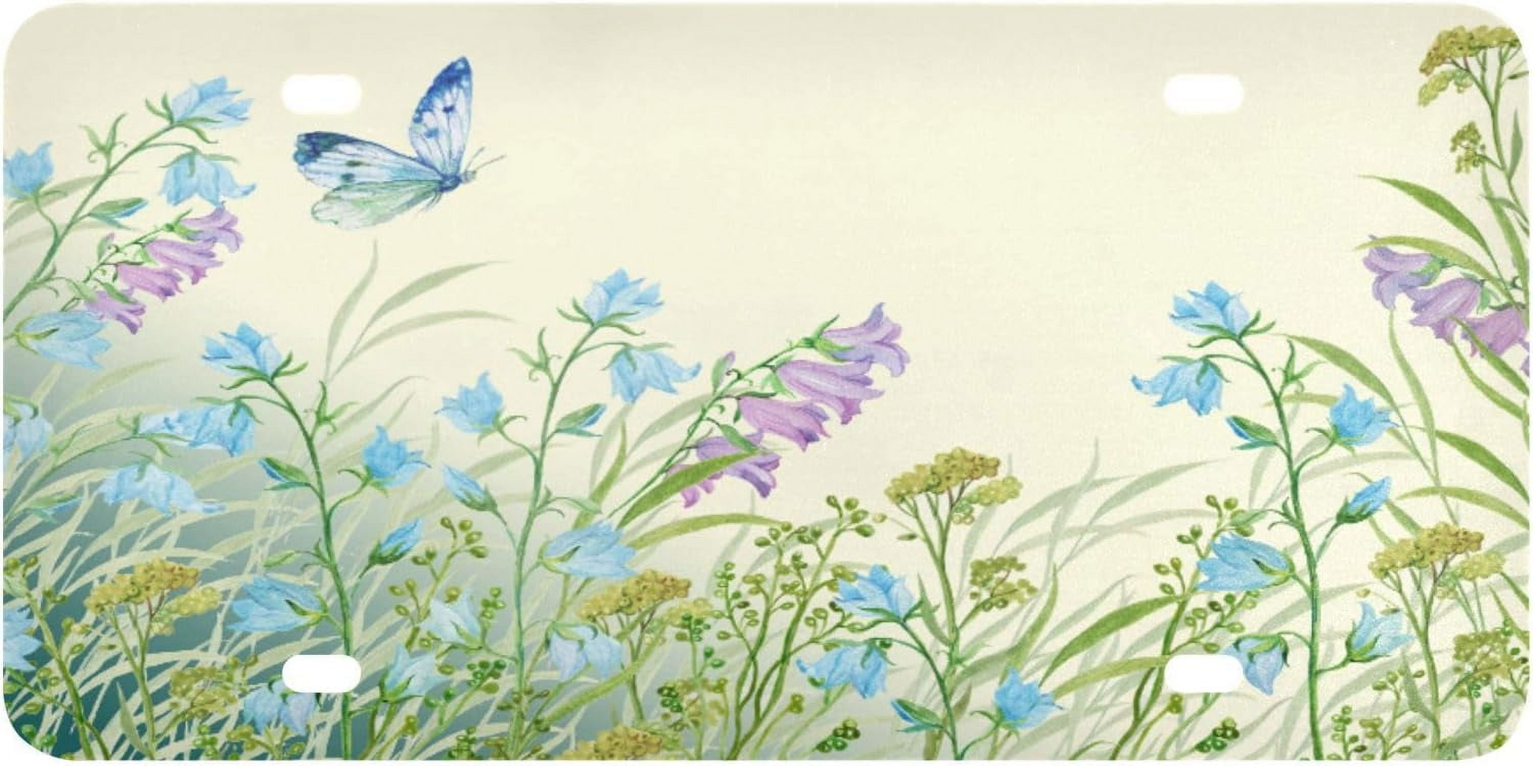 GZHJMY Wildflowers and Butterflies License Plate Metal Car Plate,Vanity ...