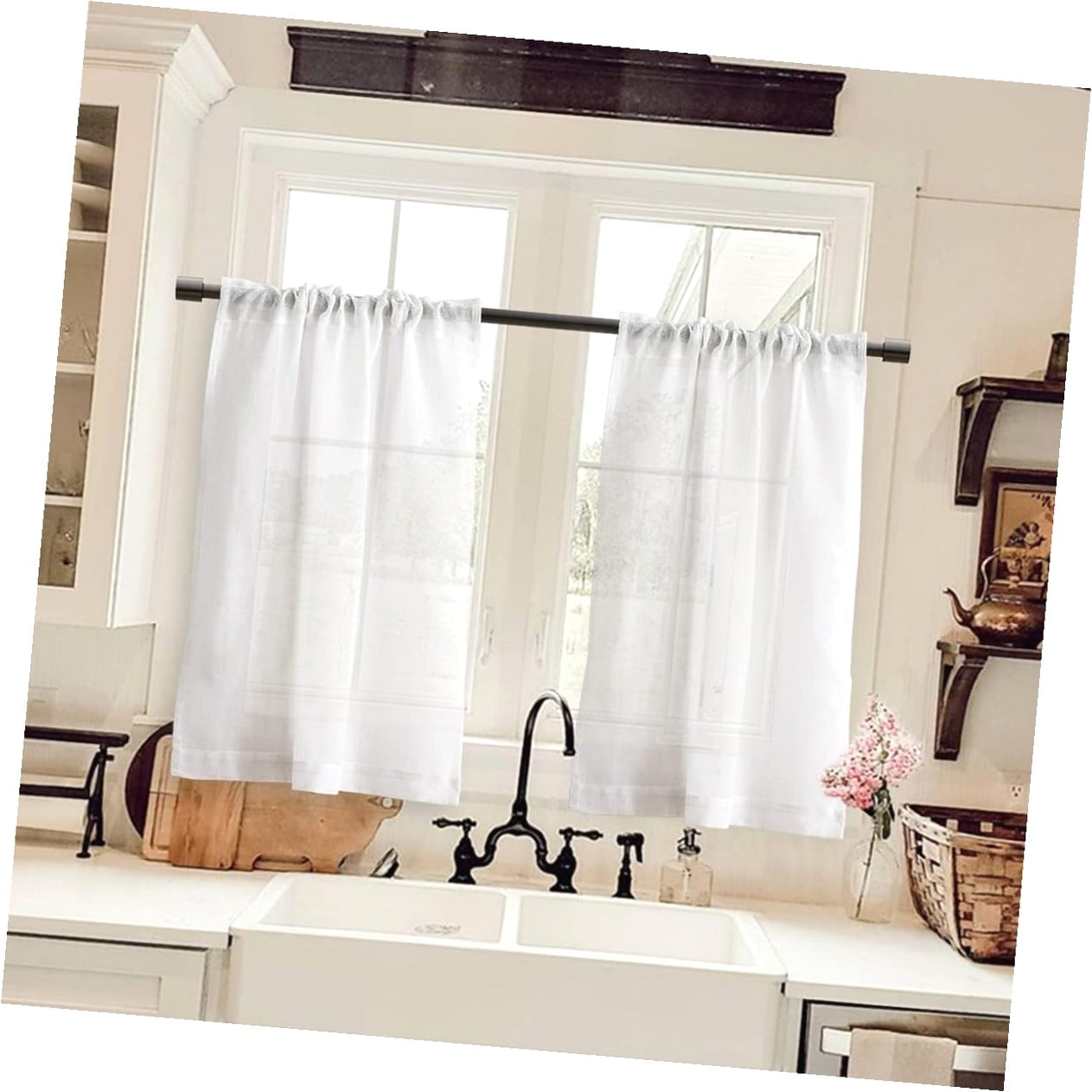 GZHJMY Window Short Semi Sheer Curtains 36 Inches Long Rod Pocket ...