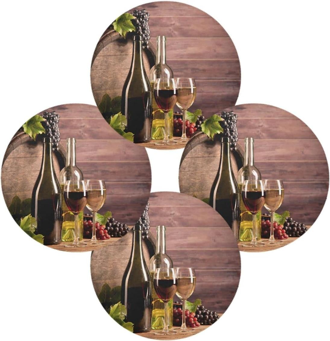 GZHJMY Wine Glasses Round Placemats Set of 4, Non-Slip Heat Resistant ...