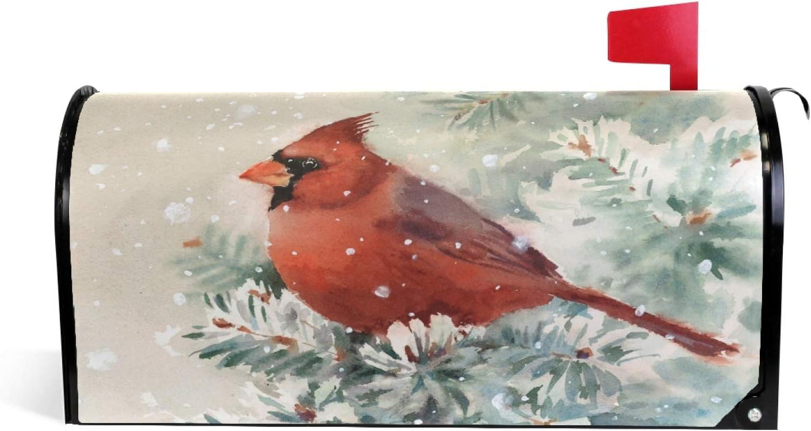 GZHJMY Winter Cardinal Bird Magnetic Mailbox Cover Letter Post Box ...