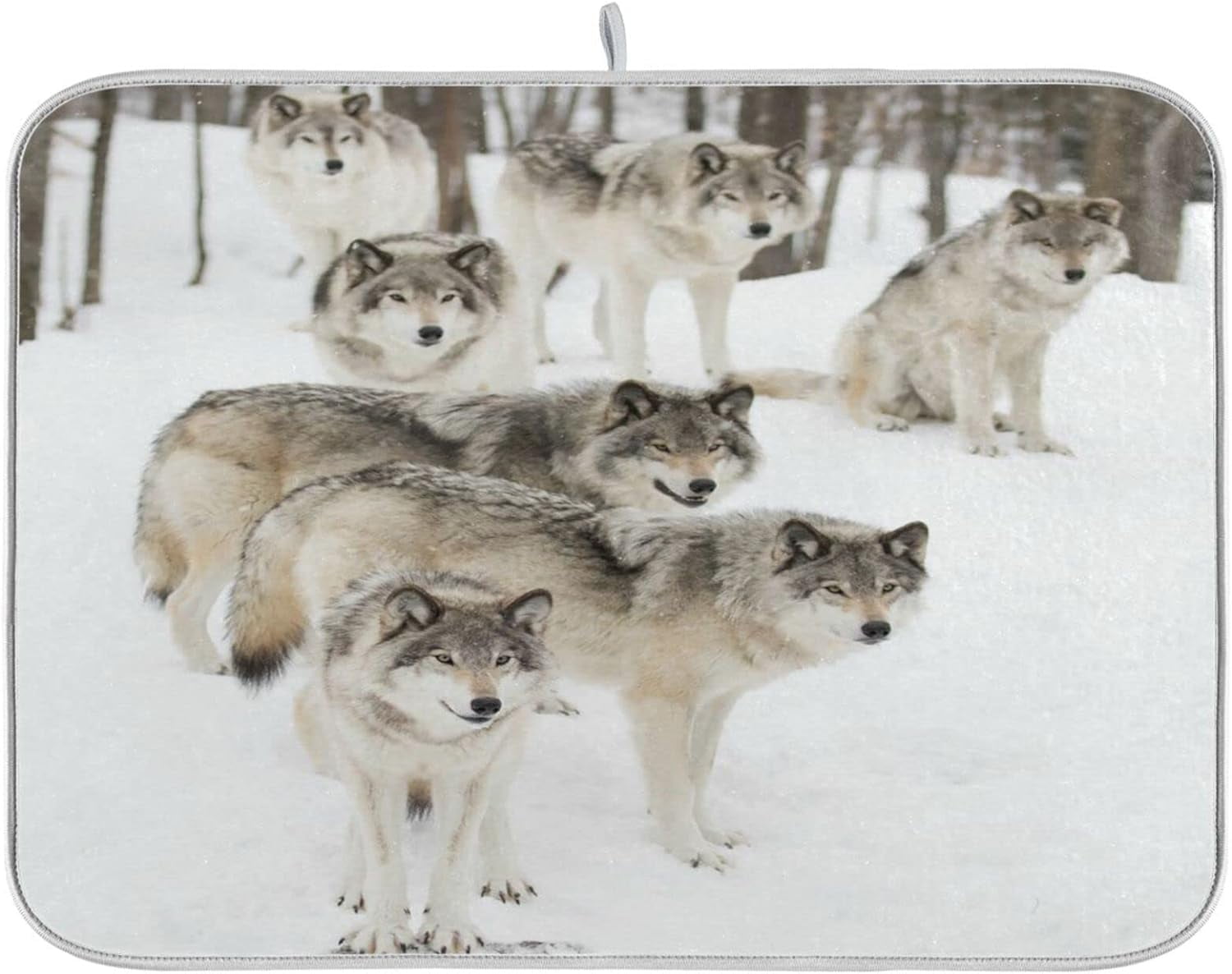 GZHJMY Winter Forest Wolves Wolf Pack Absorbent Dish Drying Mat, 16 ...