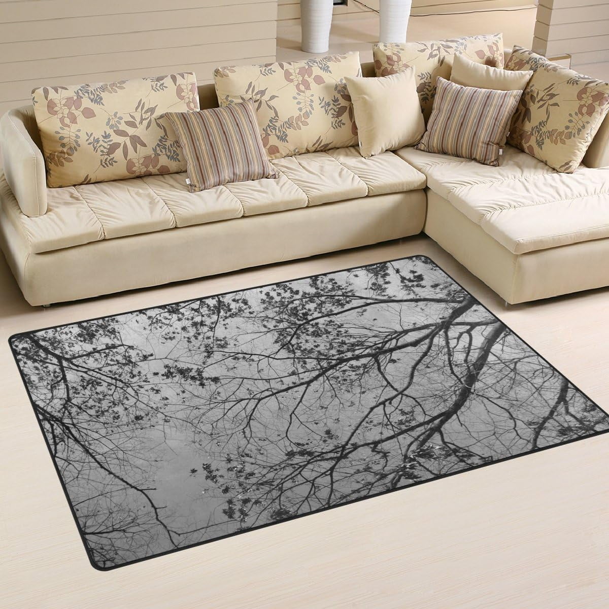 GZHJMY Winter Trees Area Rug 3'x5', Trees Leaves Polyester Area Rug Mat ...