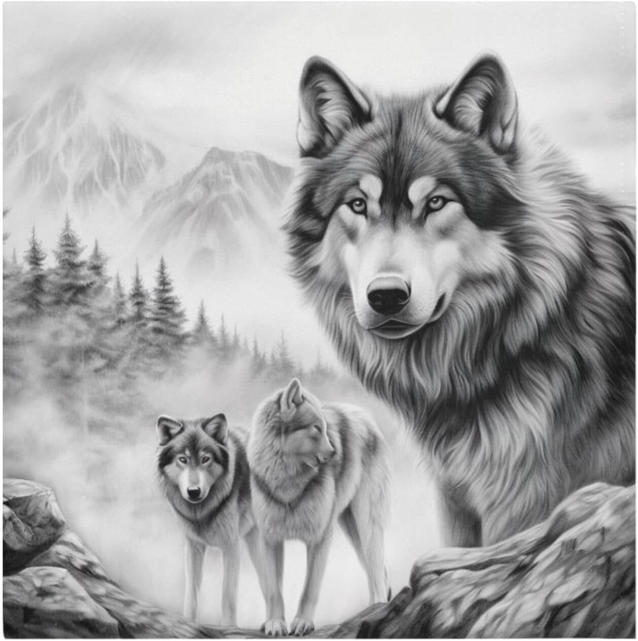 GZHJMY Wolf Cloth Napkins Set of 1,Reusable Washable Polyester Dinner ...