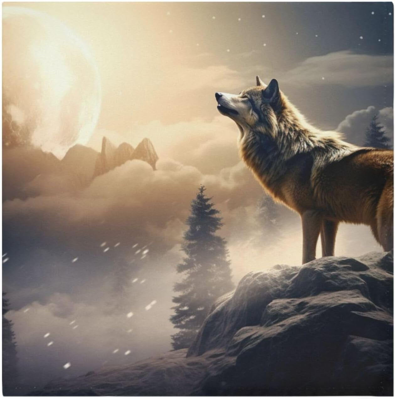 GZHJMY Wolf Cloth Napkins Set of 4,Reusable Washable Polyester Dinner ...