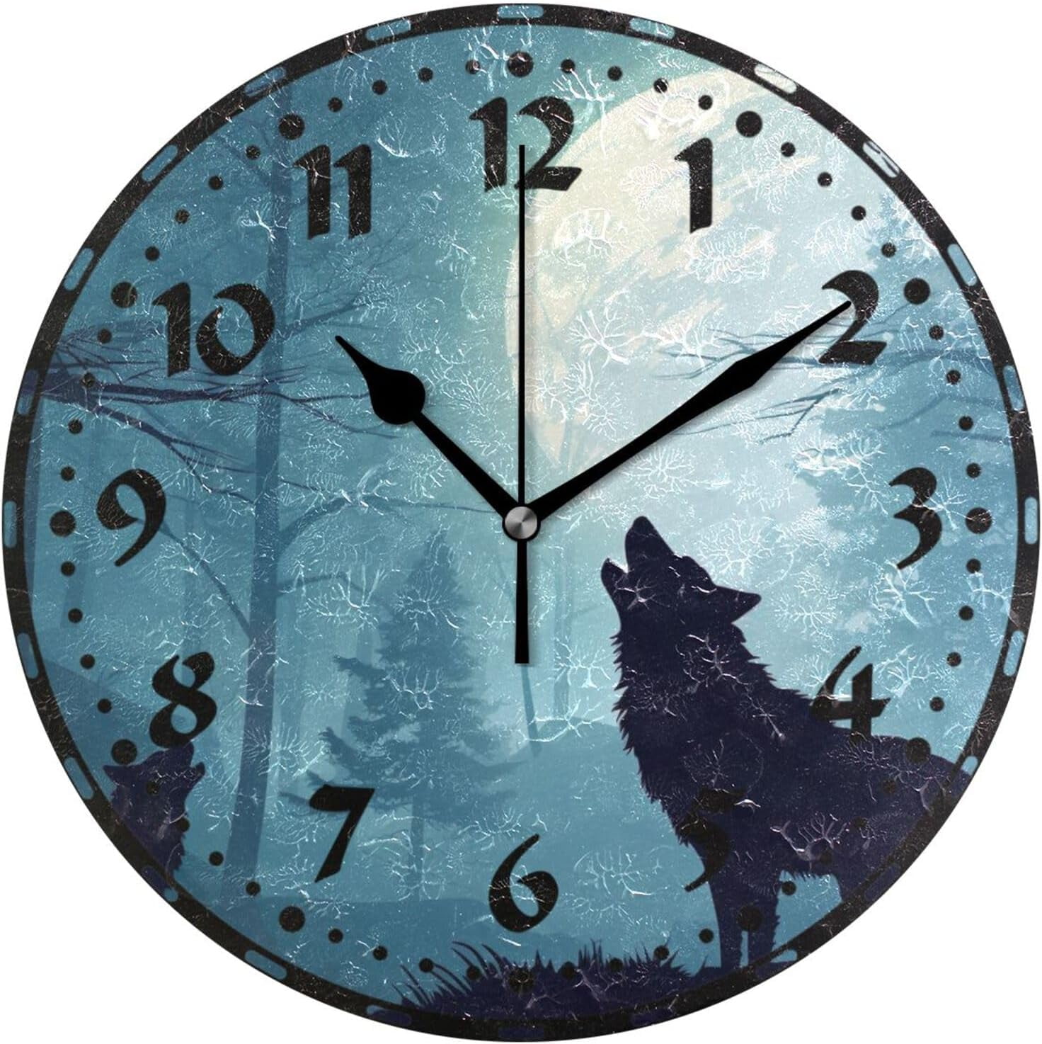 GZHJMY Wolf Wall Clock, Silent Non Ticking 10 Inch Battery Operated ...