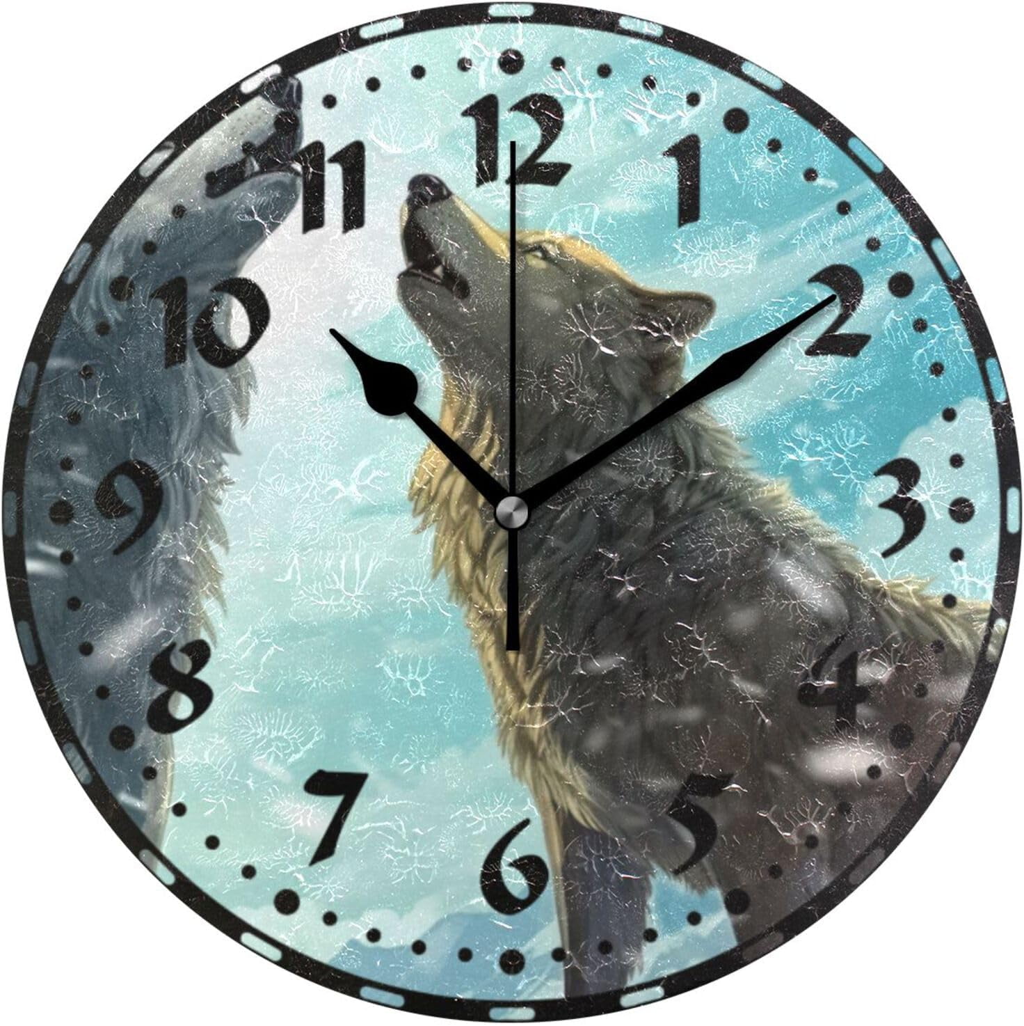 GZHJMY Wolves in The Snow Wall Clock, Silent Non Ticking 10 Inch ...
