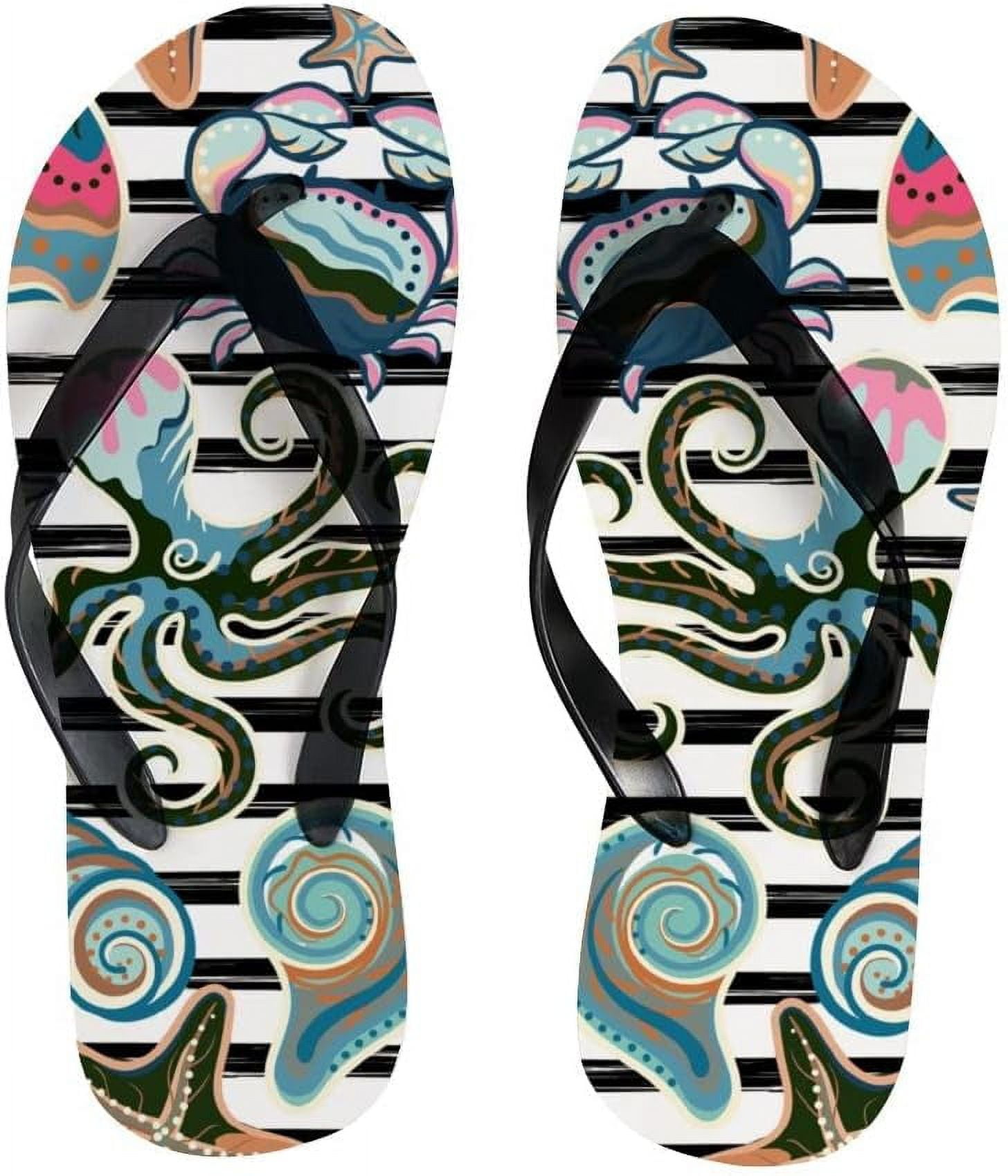 GZHJMY Women Flip Flops Slippers Abstract Vintage Ocean Sea Animals ...