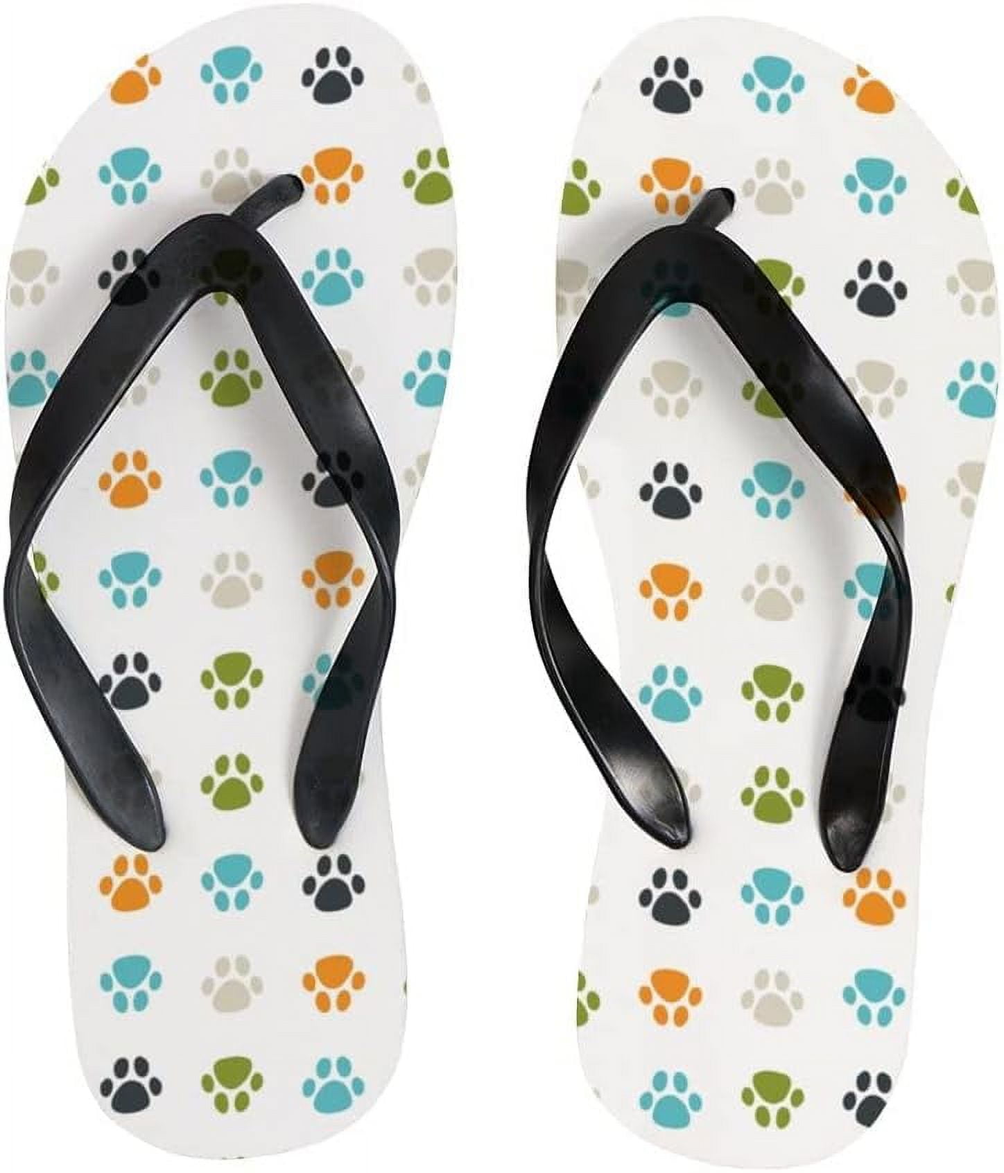 GZHJMY Women Flip Flops Slippers Cute Dog Cat Puppy Paw Footprints ...