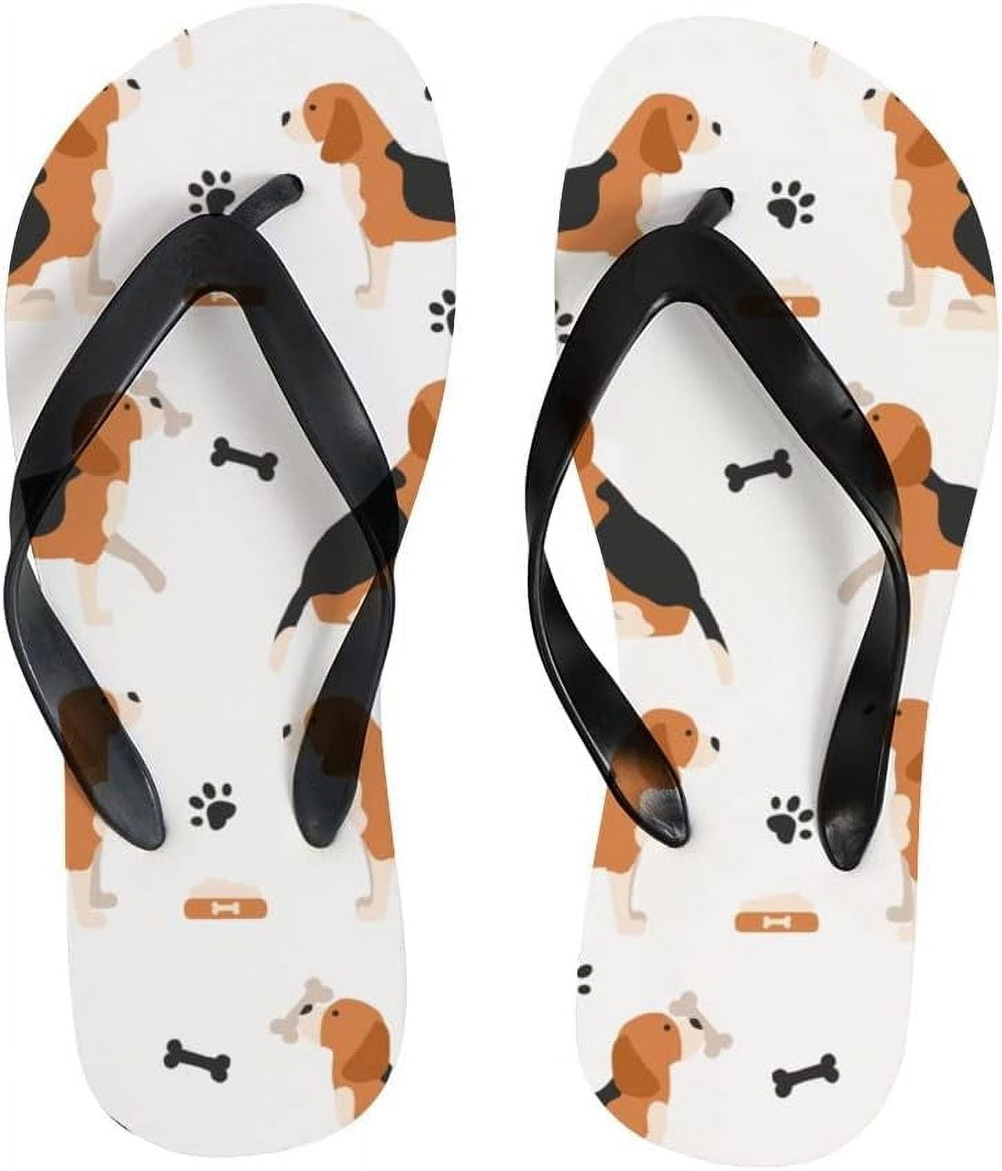 GZHJMY Women Flip Flops Slippers Cute Dog Puppy Animal Brown White ...