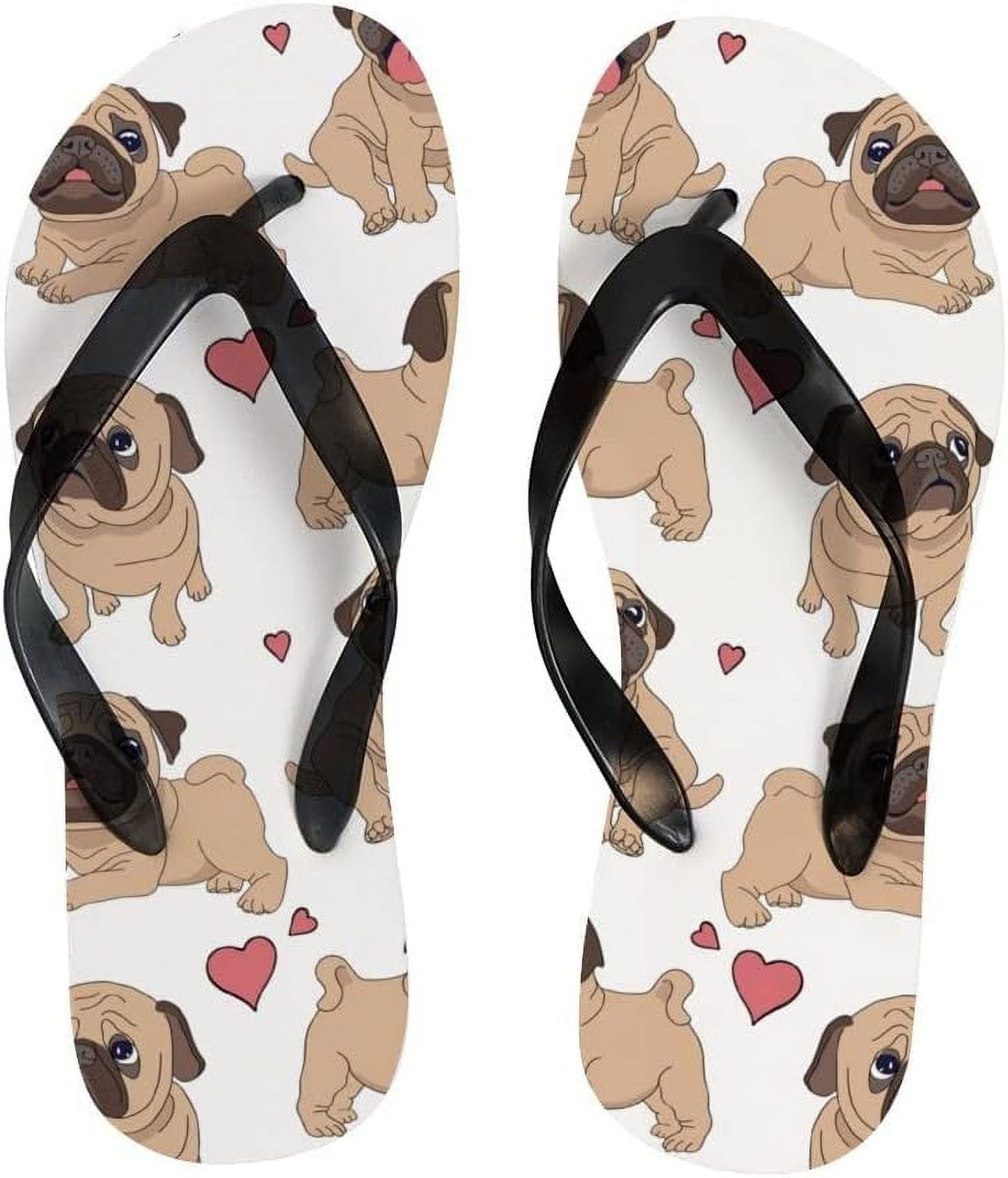 GZHJMY Women Flip Flops Slippers Cute Dog Puppy Animal Brown White ...